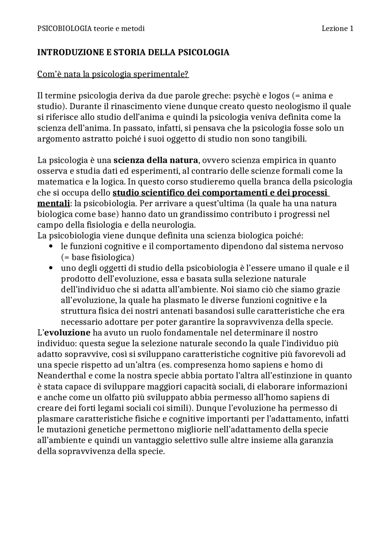 Appunti Di Psicobiologia Schemi E Mappe Concettuali Di Psicobiologia