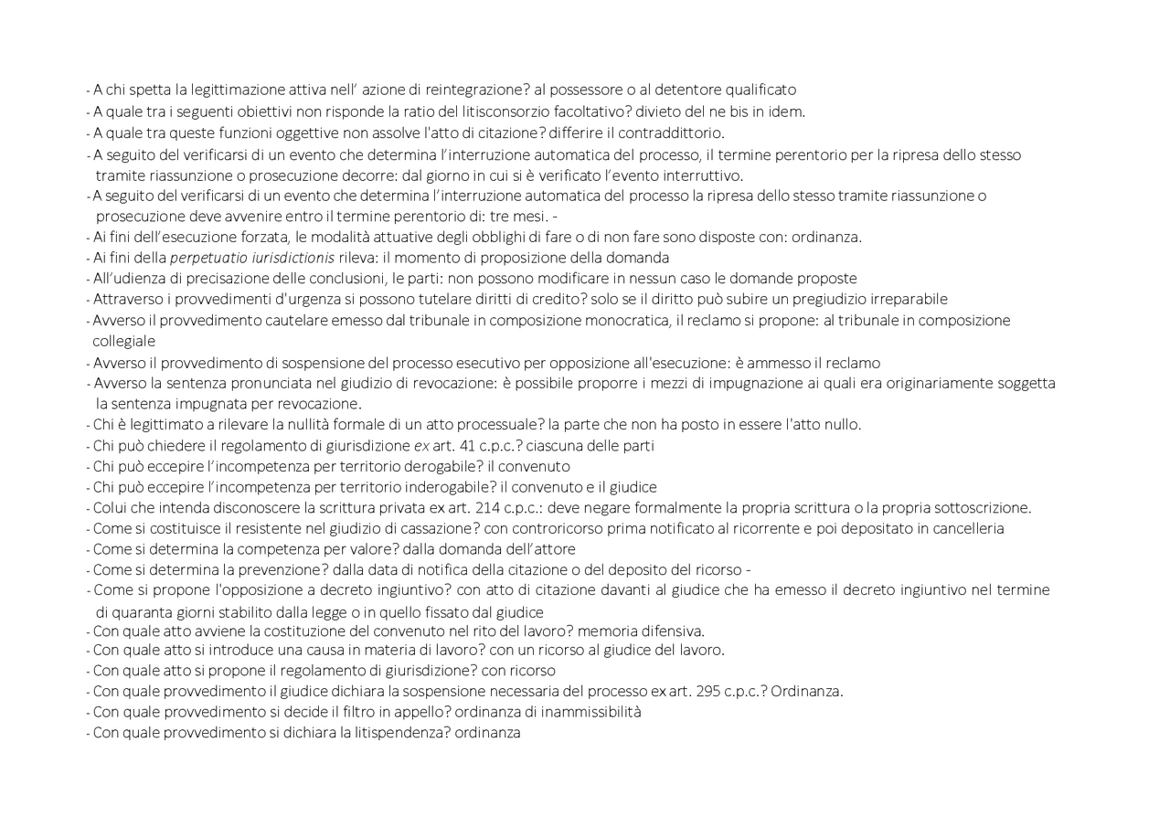 Paniere Diritto Processuale Civile Aperte Verificato Docsity