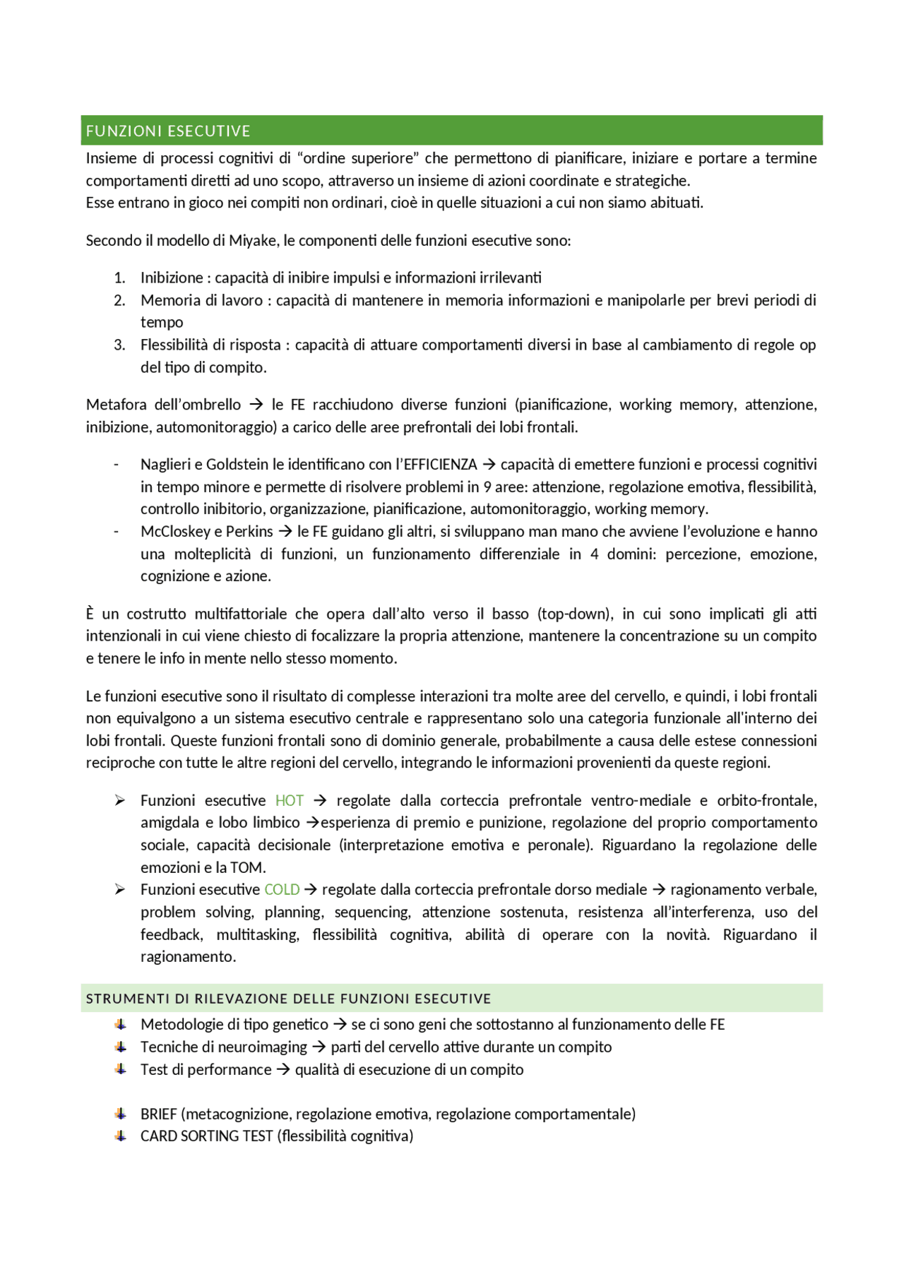 Funzioni Esecutive E Riabilitazione Docsity