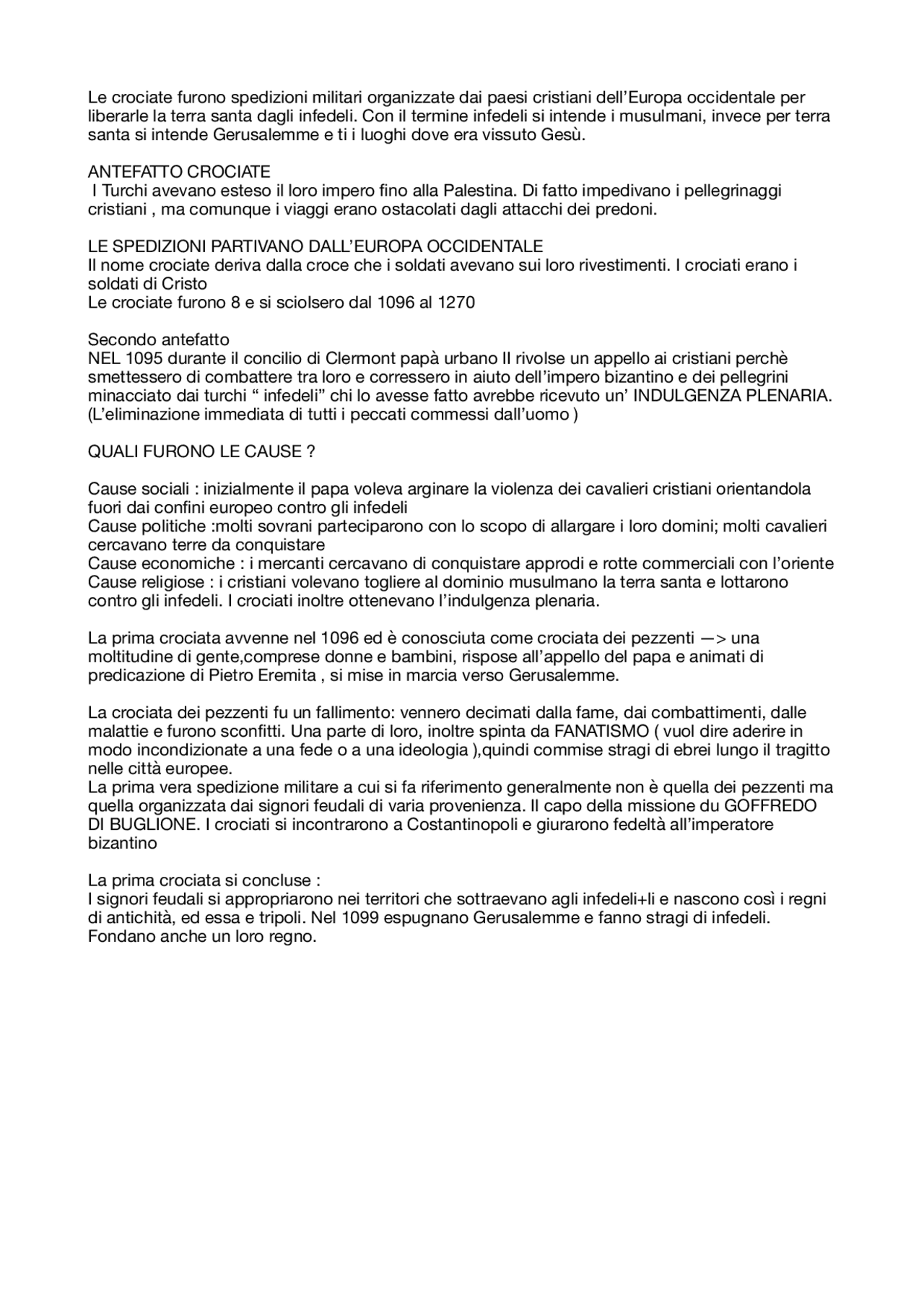 Riassunto Sulle Crociate Docsity