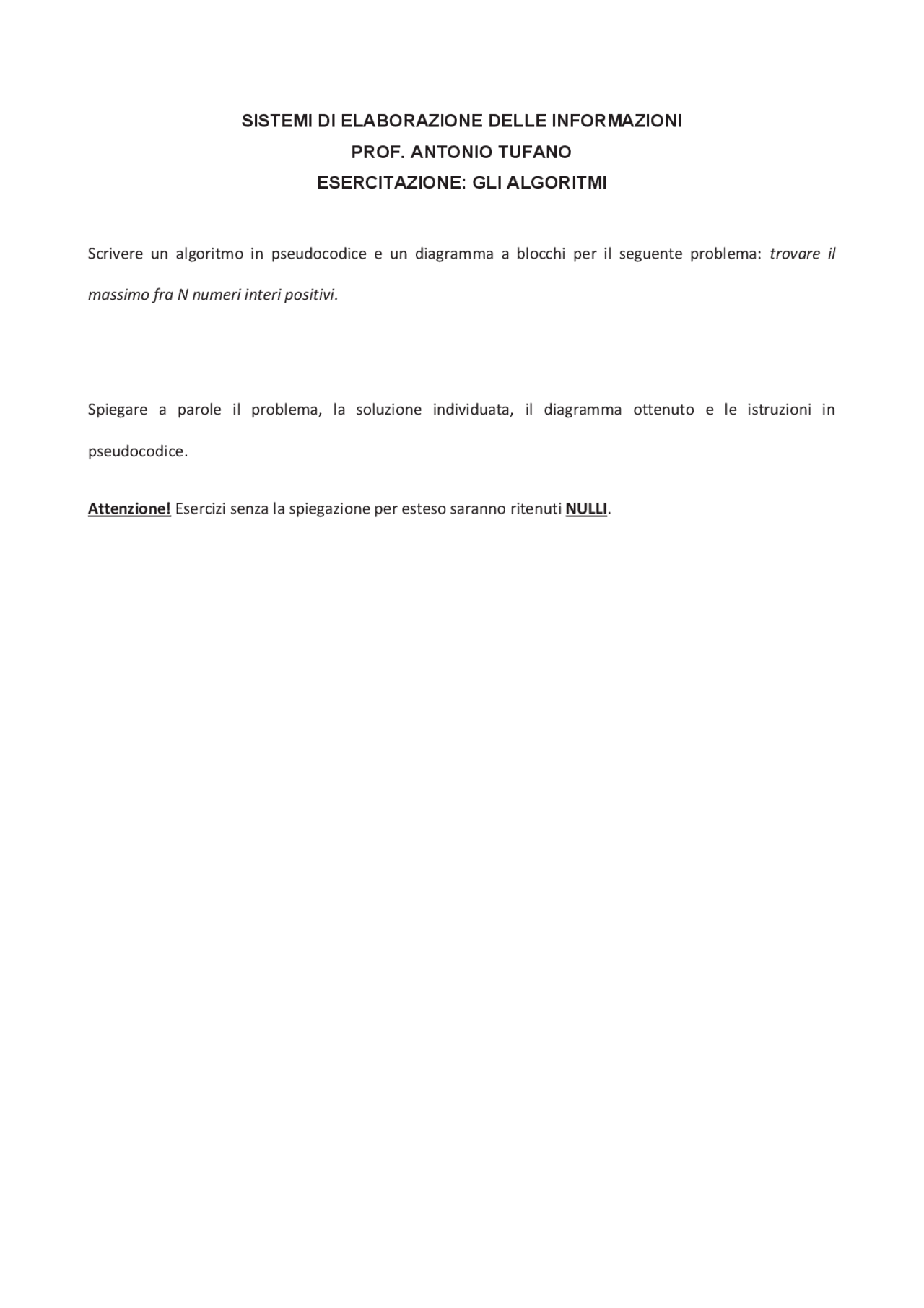 Elaborato 1 Gli Algoritmi Docsity
