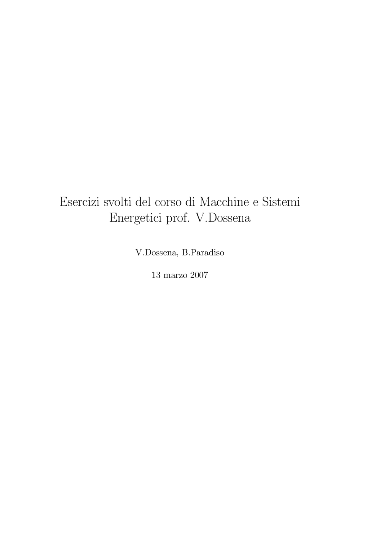Esercitazione Prof Dossena Docsity