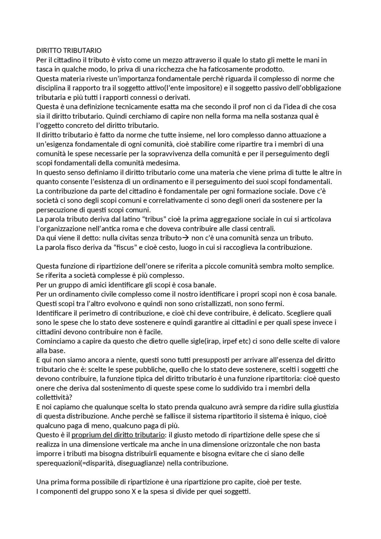 Corso Di Diritto Tributario Docsity
