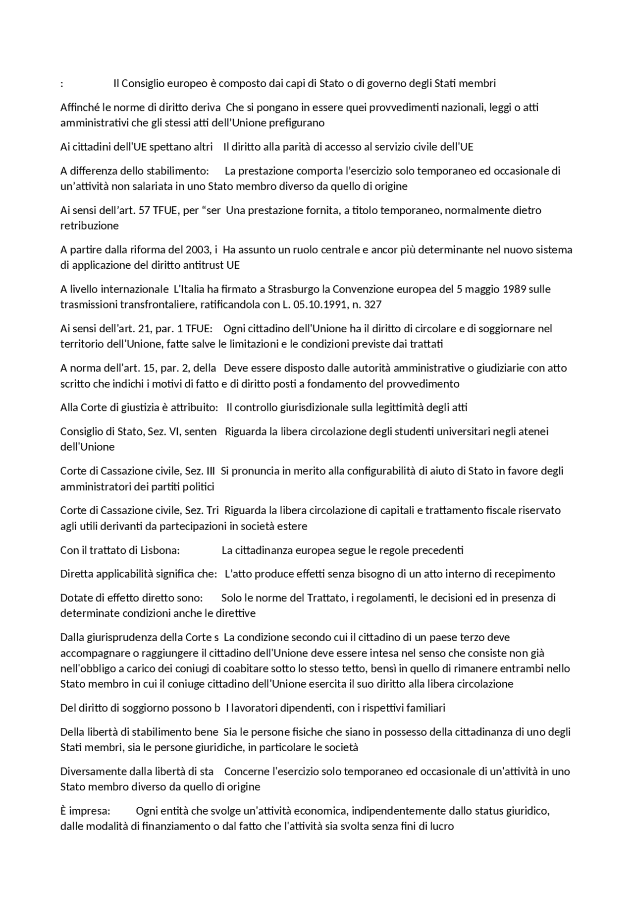 Unipegasodiritto Comunitarioprova Deame Docsity