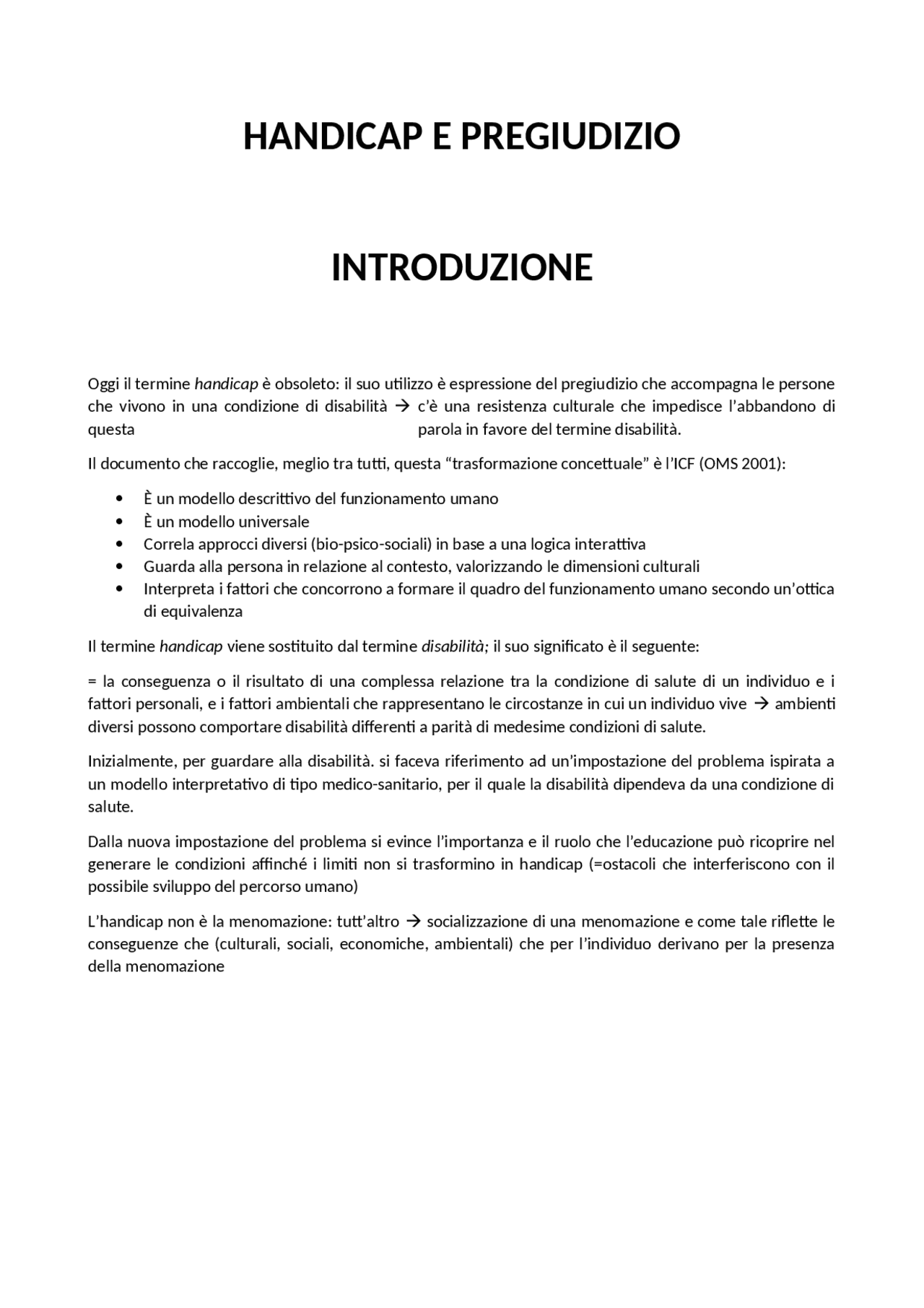 Handicap E Pregiudizio Docsity
