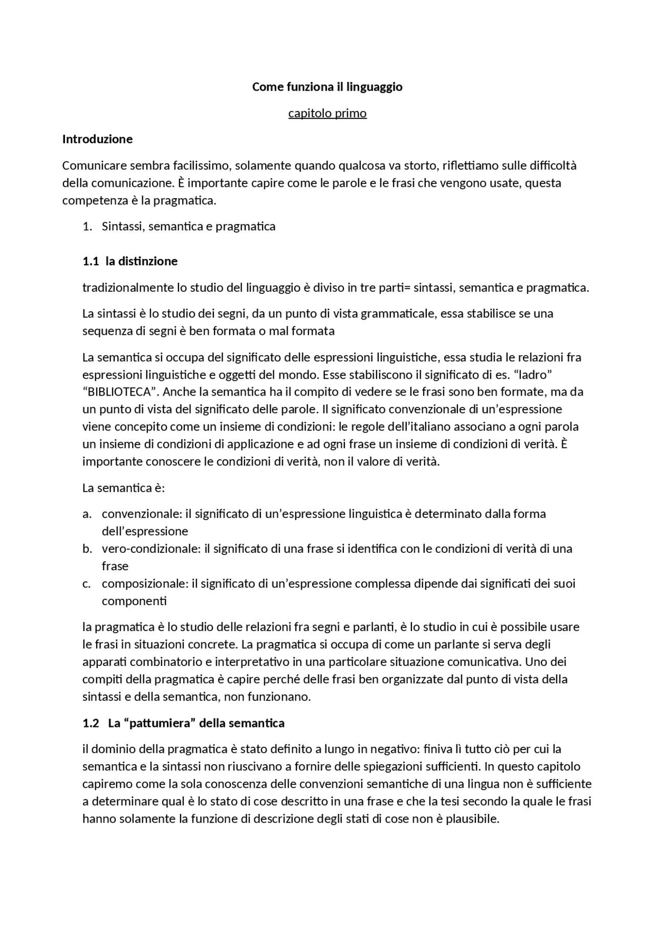 Riassunto Pragmatica Del Linguaggio Docsity