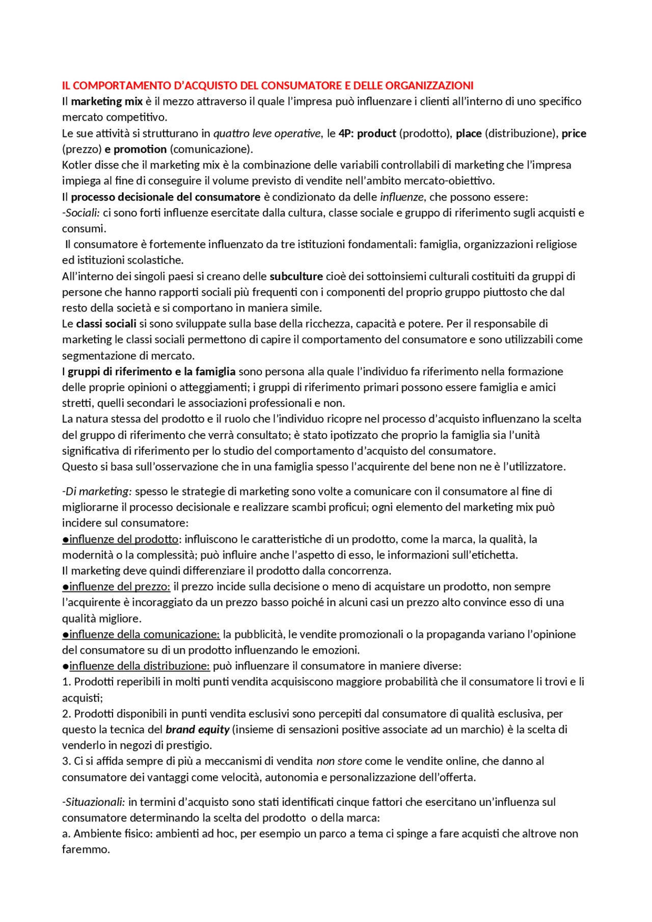 IL COMPORTAMENTO DEL CONSUMATORE - Docsity