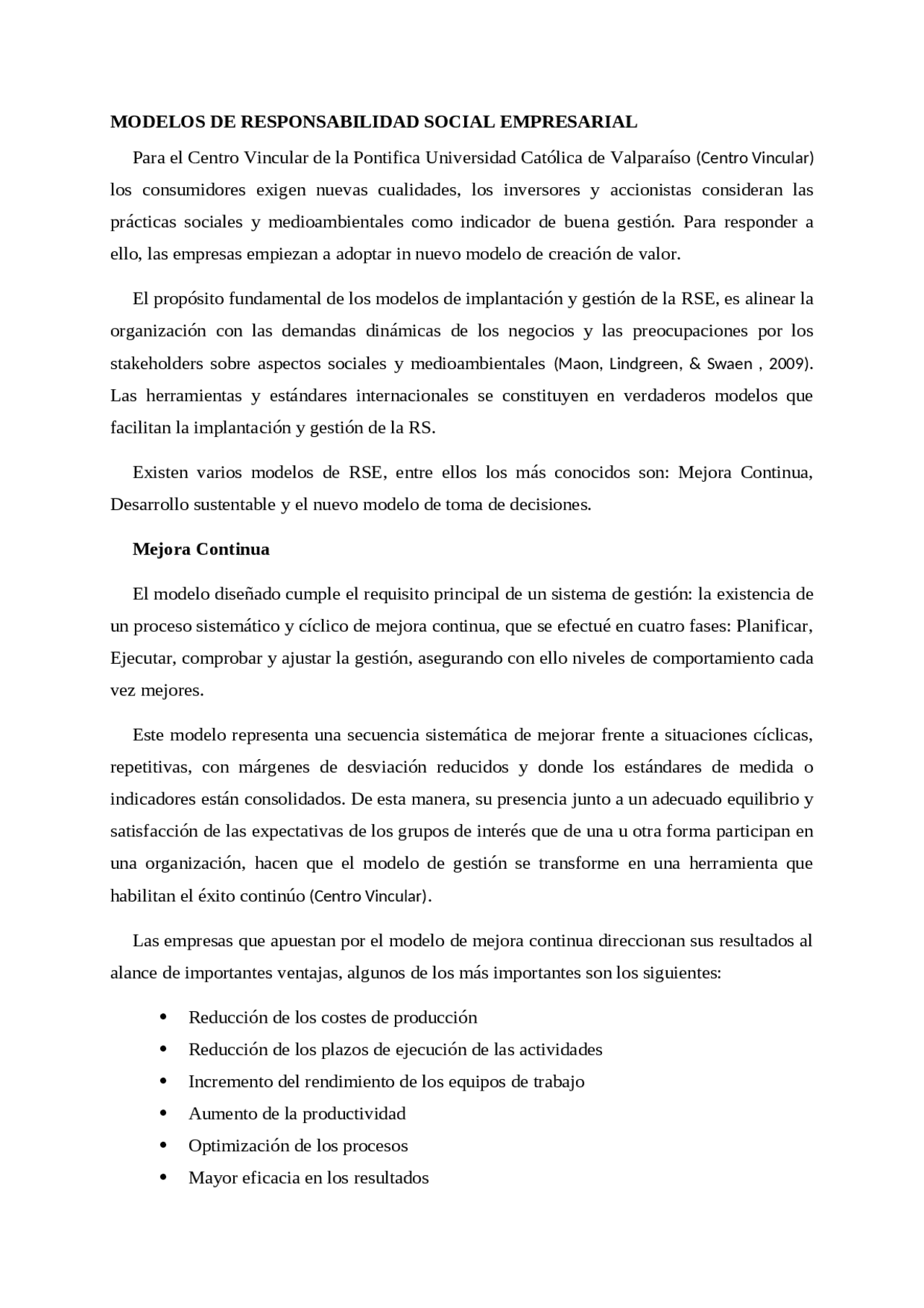MODELOS DE RESPONSABILIDAD SOCIAL EMPRESARIAL - Docsity