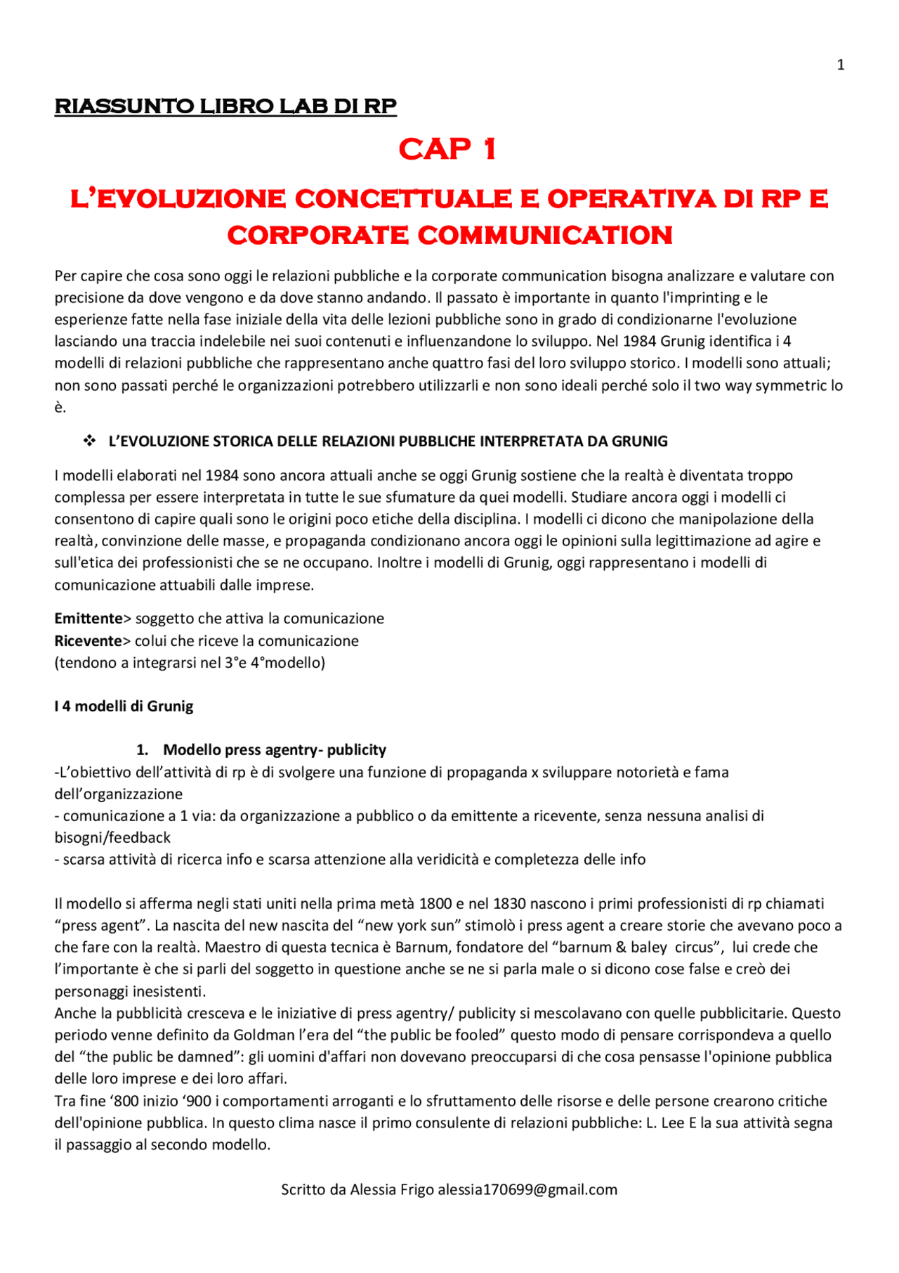 Riassunto Libro Di Testo Rp Prof Romenti Iulm Docsity