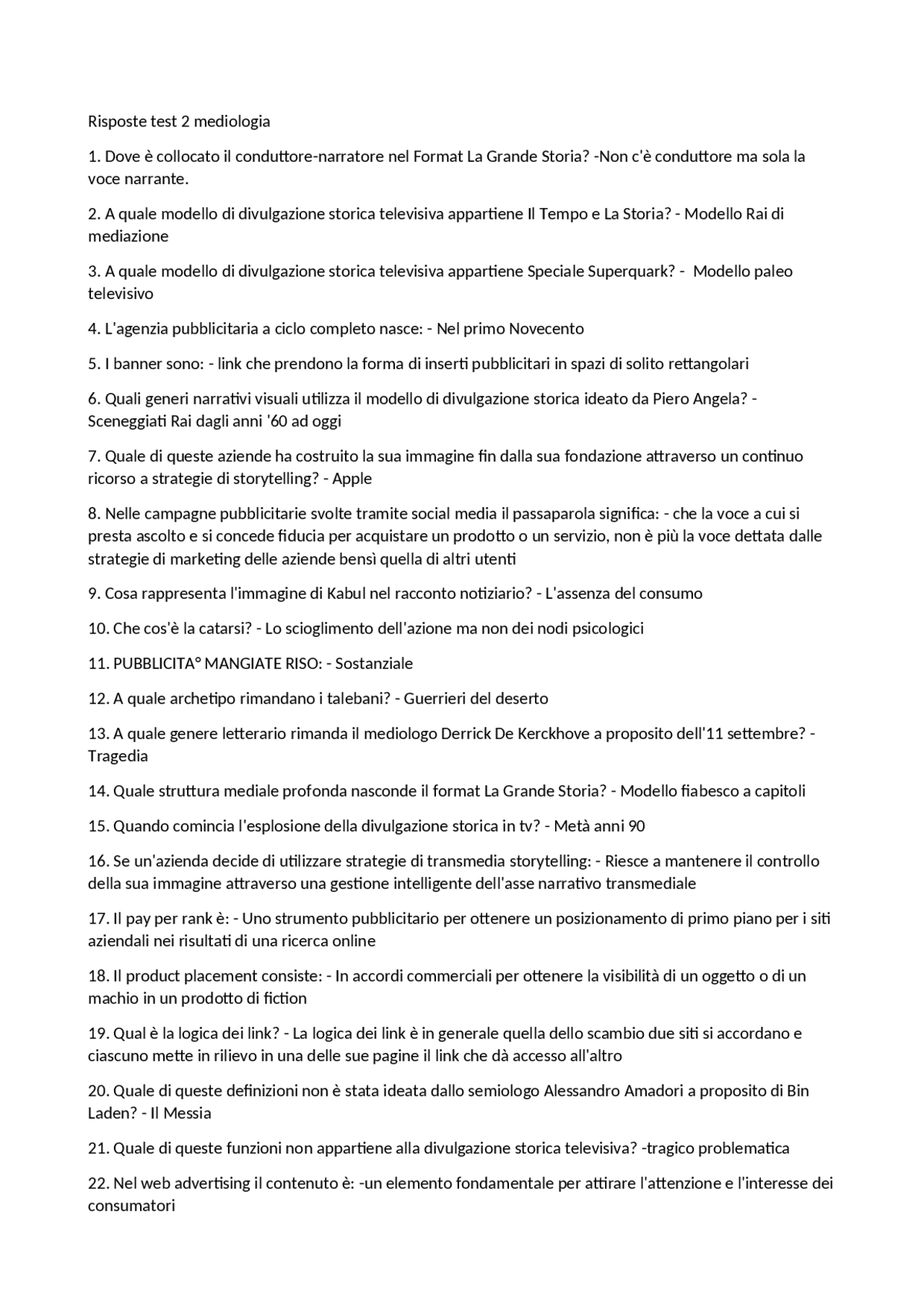 Risposte Test 2 Mediologia Prove Desame Di Diritto Dei Beni