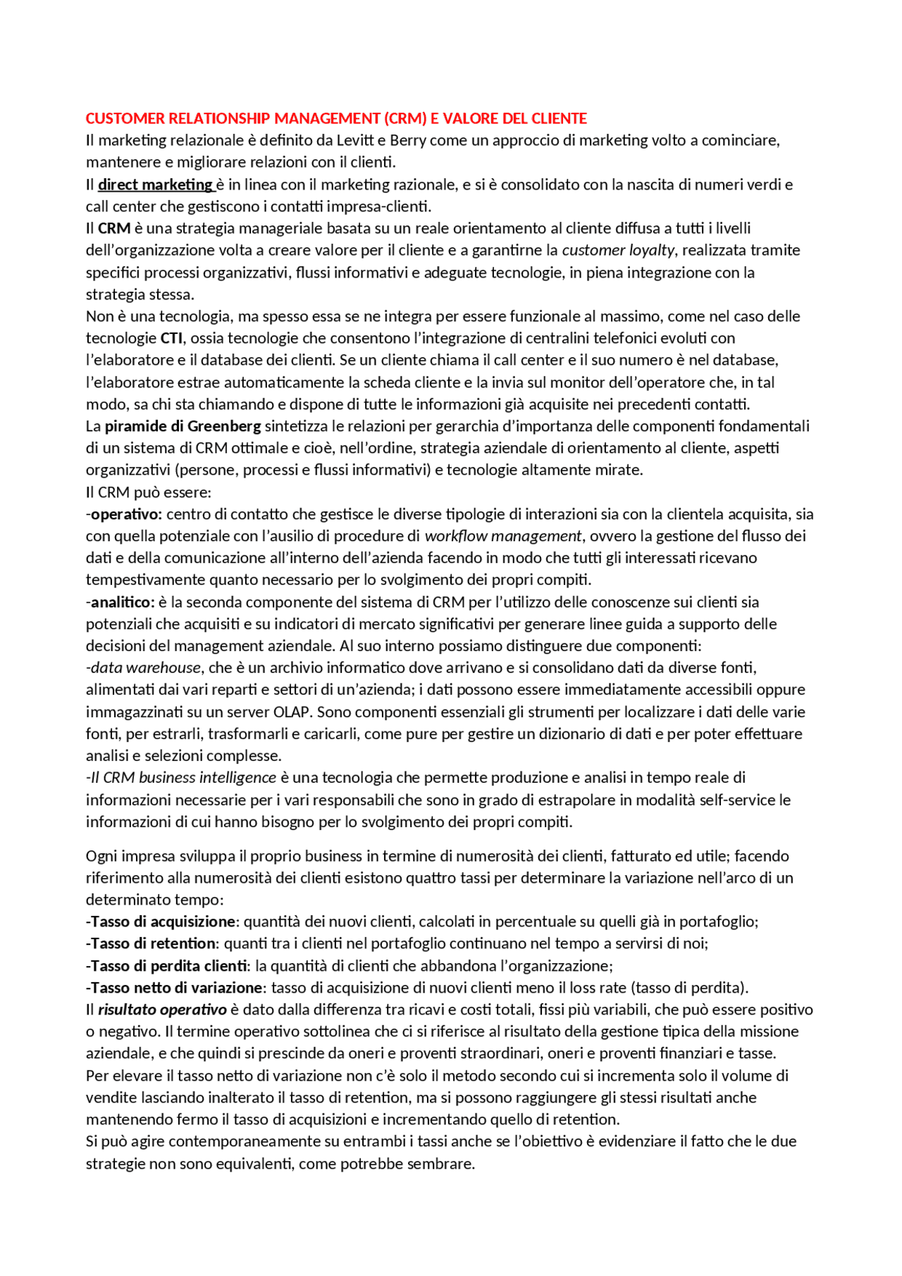 Customer Relationship Management Appunti Di Marketing Docsity