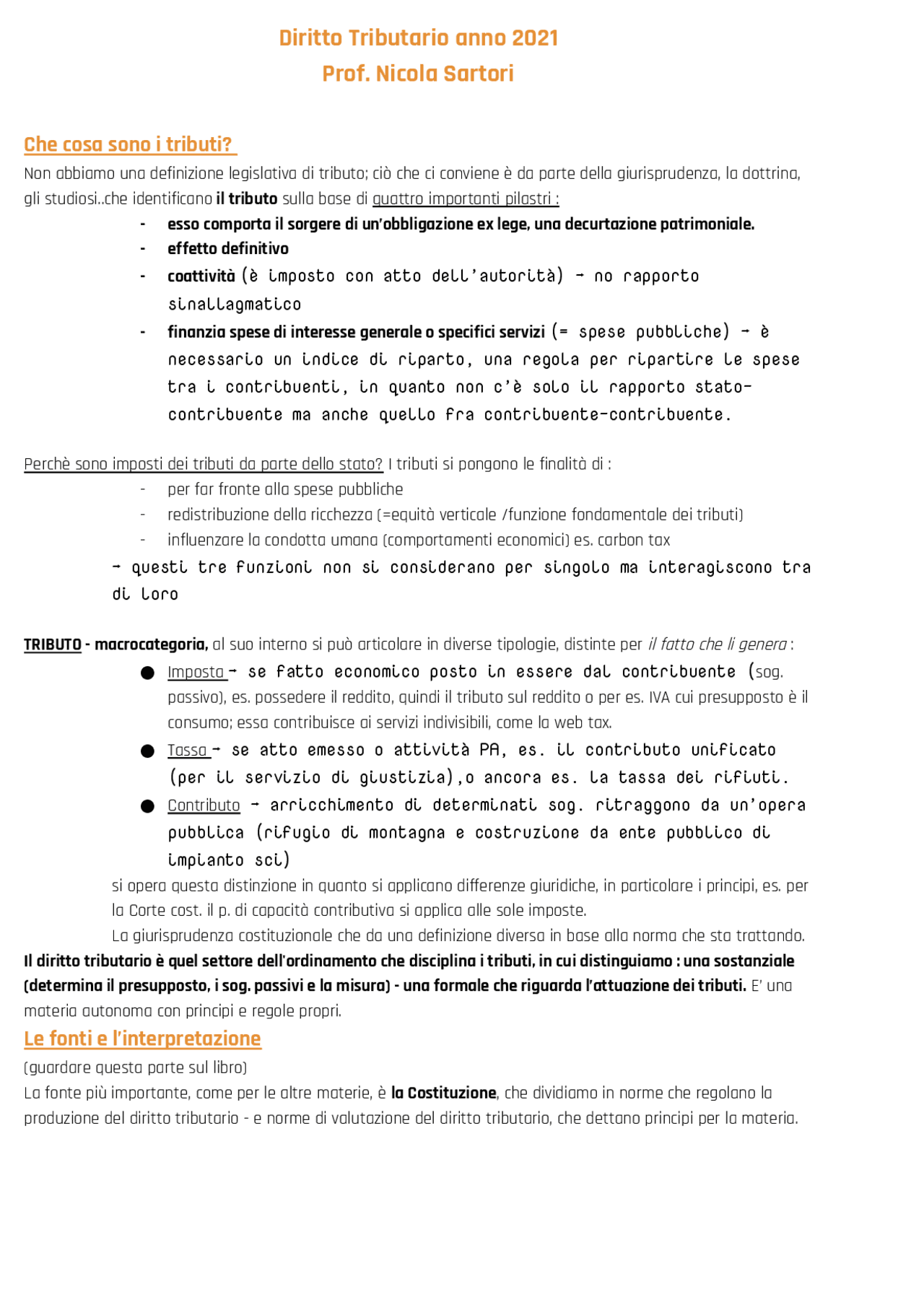 DIRITTO TRIBUTARIO LEZIONI 1 - Docsity