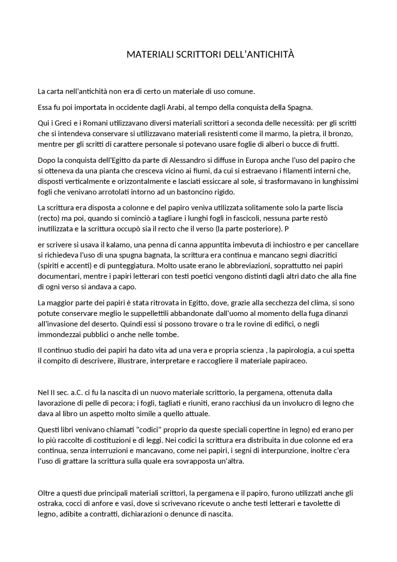 Materiali Scrittori Greco Docsity
