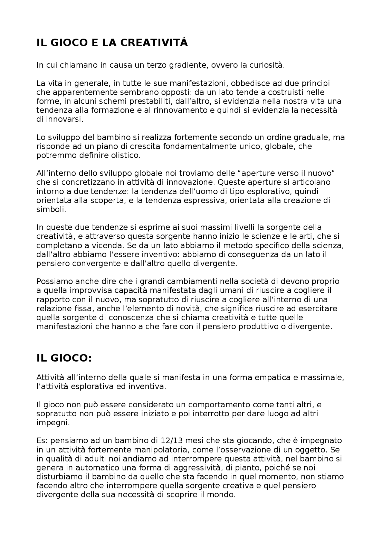 Il Gioco E Le Sue Teorie Docsity
