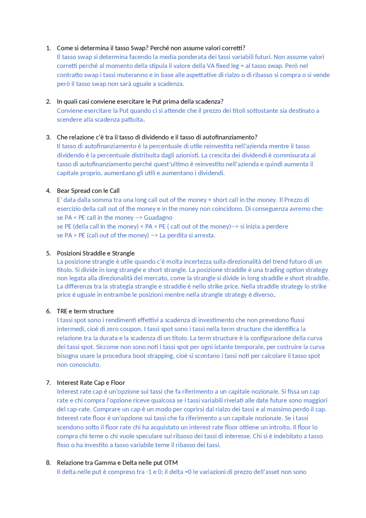 Domande E Risposte Mercati Finanziari Docsity