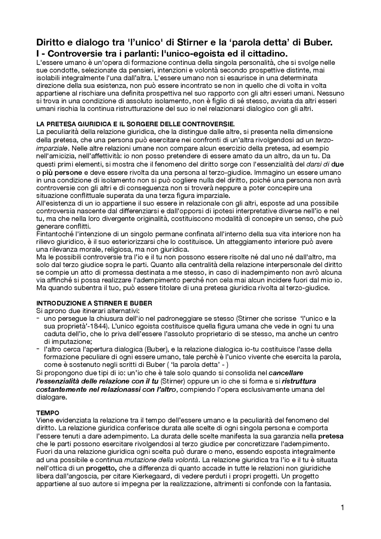Diritto E Dialogo Tra Lunico Di Stirner E La Parola Detta Di