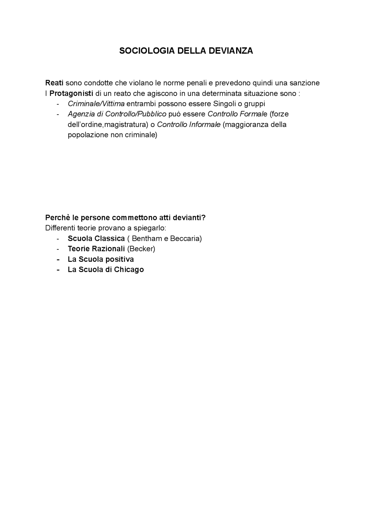 Riassunto Libro Sociologia Della Devianza Devianza E Controllo