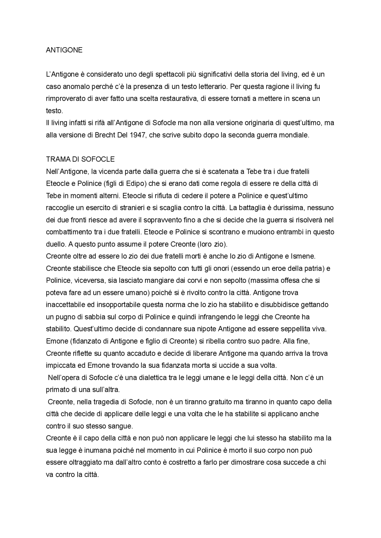 Riassunto Antigone Prof Mango Docsity