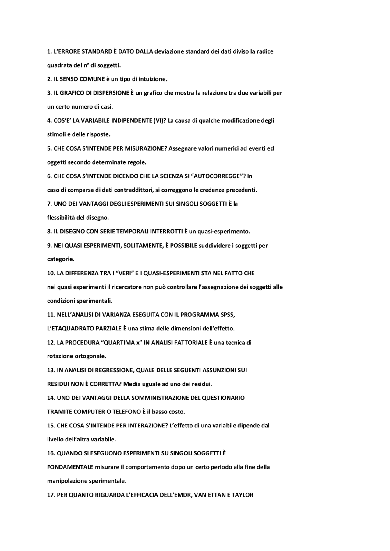 Domande Esame Tecniche Di Analisi Dei Dati Docsity