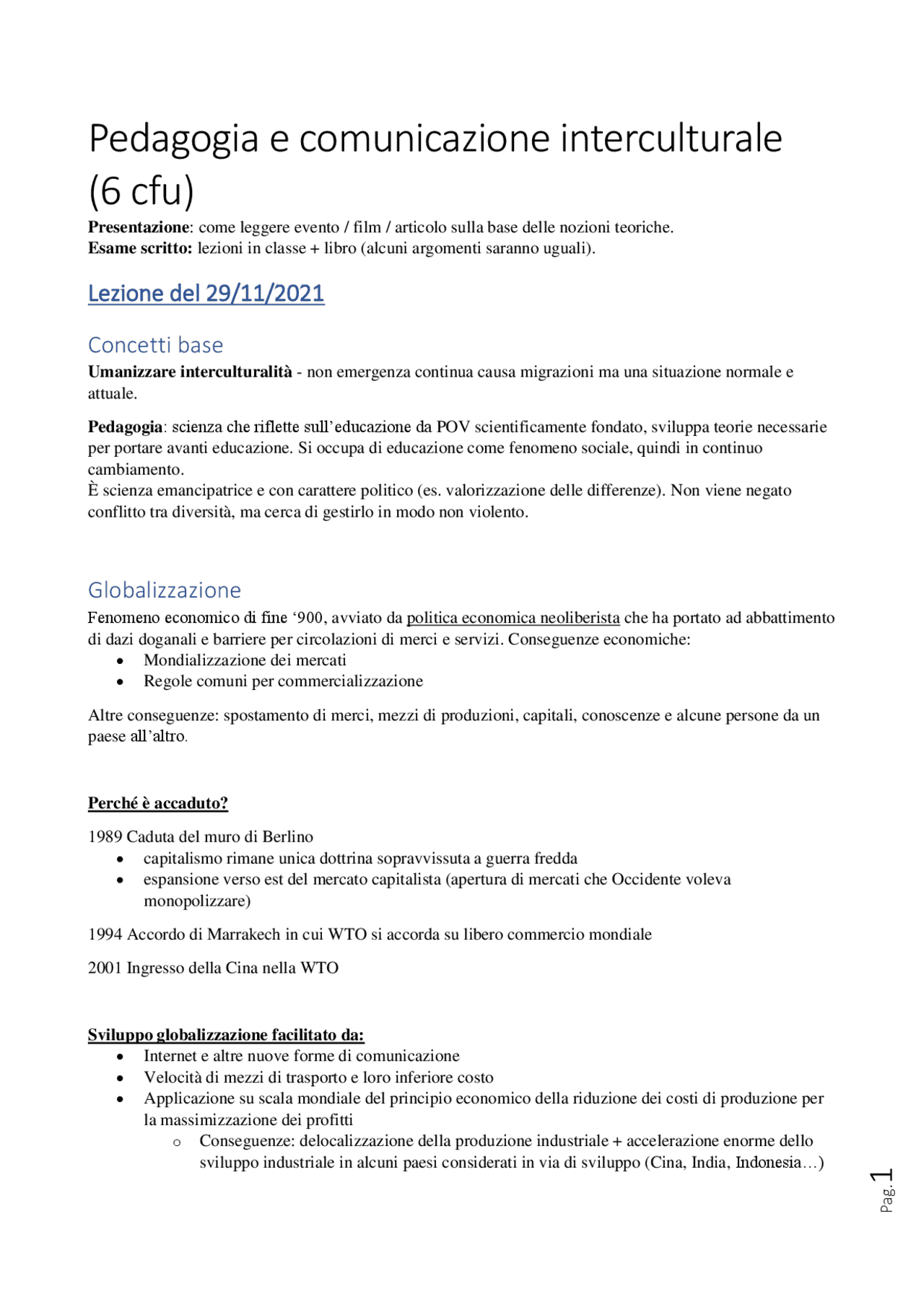 Appunti Di Pedagogia E Comunicazione Interculturale Docsity