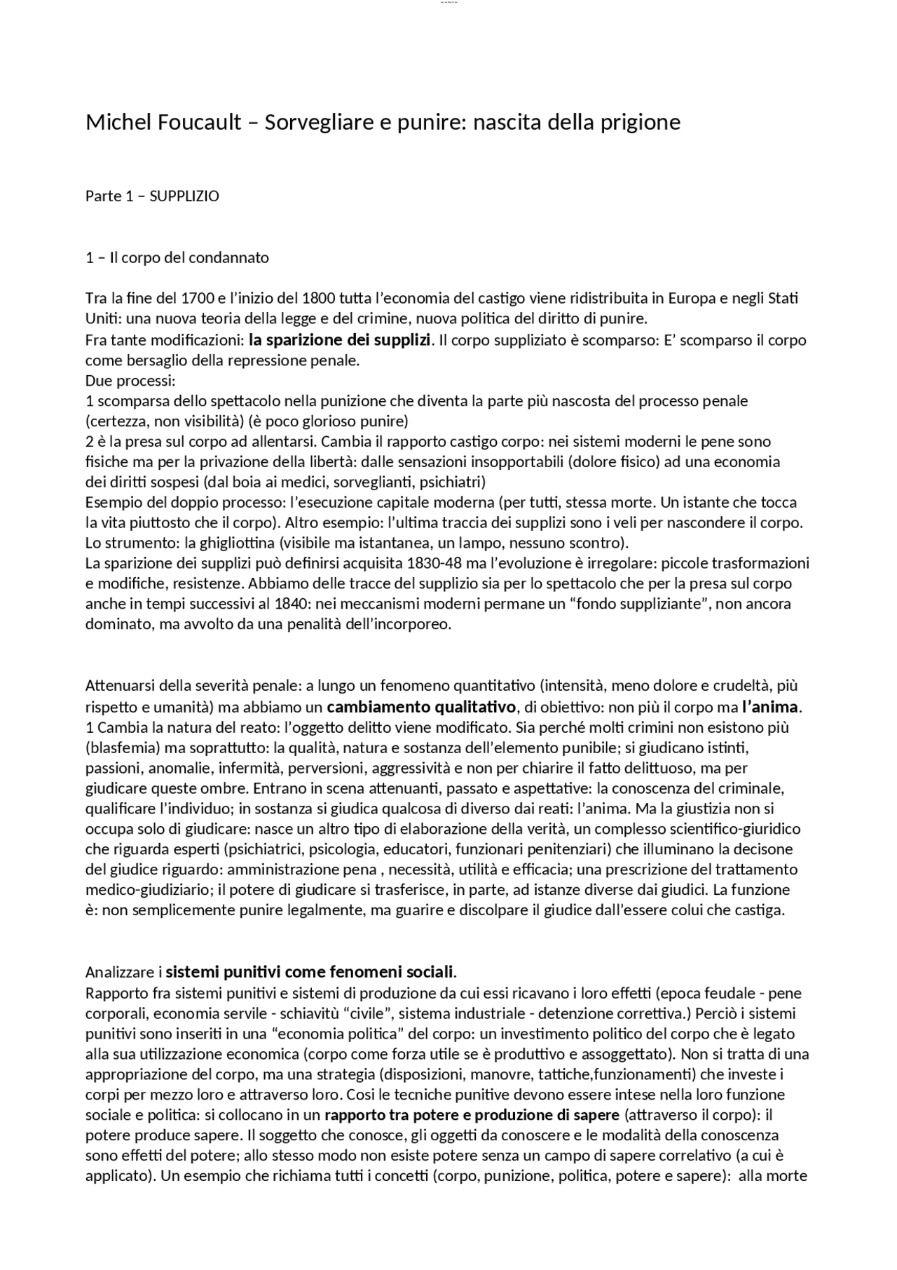 Sorvegliare E Punire Docsity