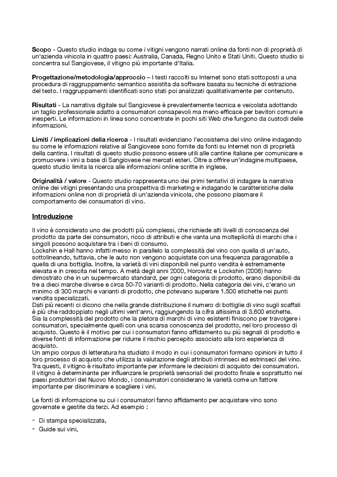 Articolo marketing strategico Only Wine ecosystem - Docsity