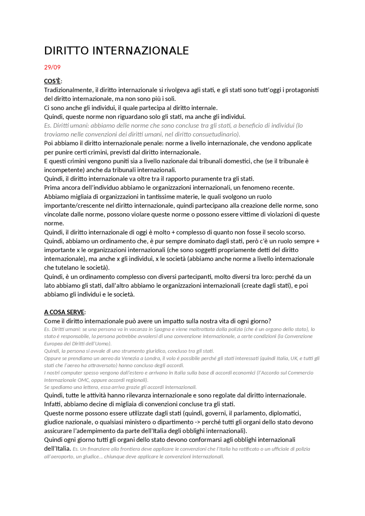 Introduzione di diritto internazionale - Docsity