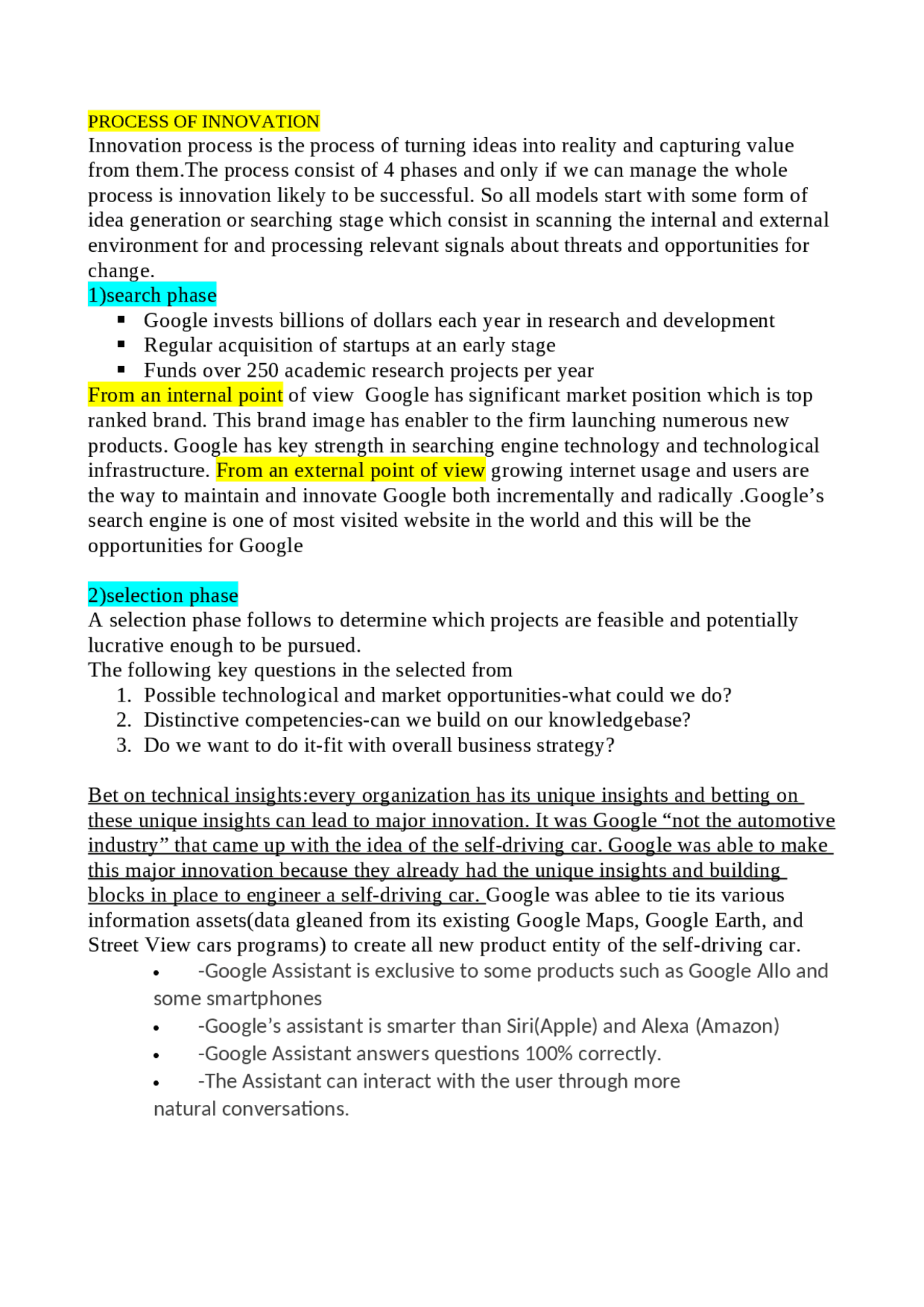 Process Of Innovation Docsity