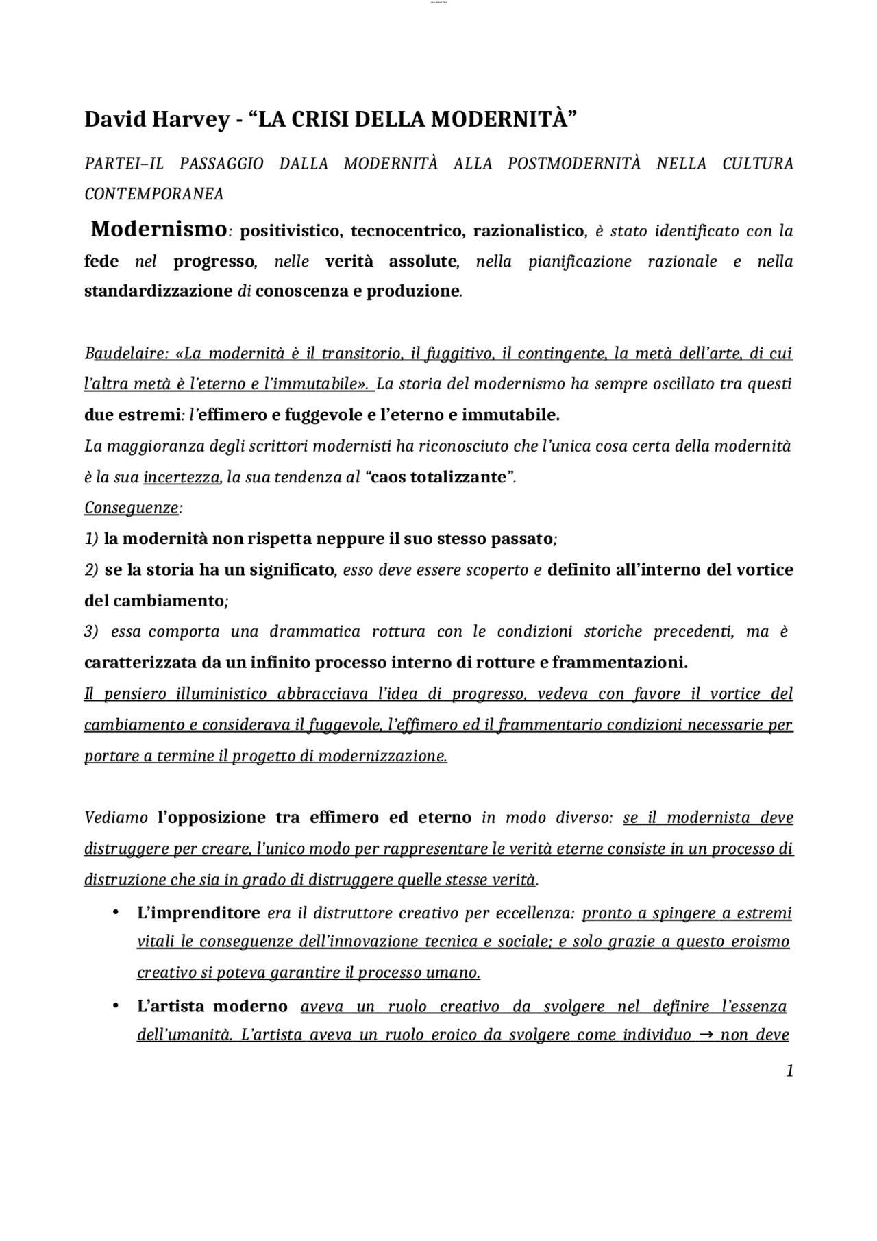 La Crisi Della Modernità Docsity