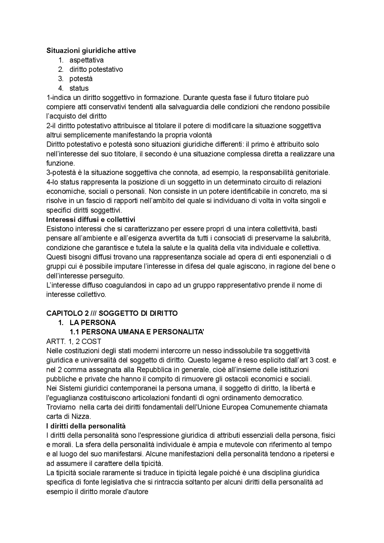 Diritti Della Personalita Docsity