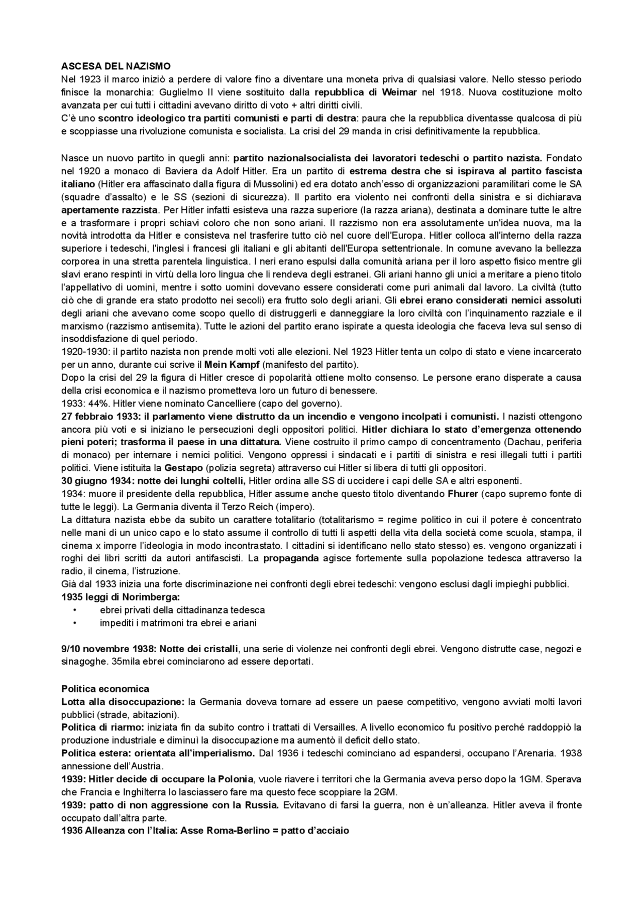 Lascesa Del Nazismo Docsity