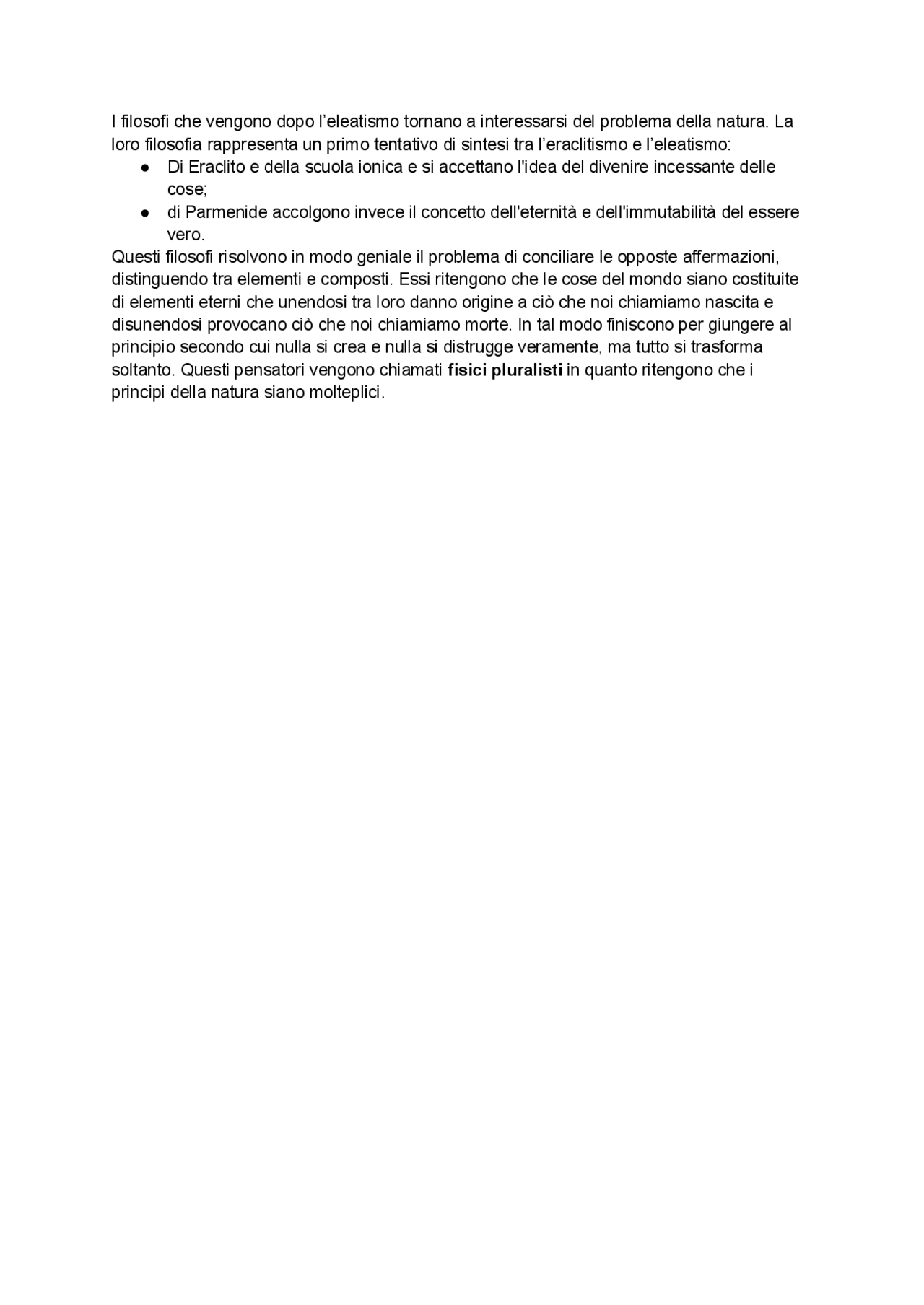 I Fisici Pluralisti Filosofia Docsity