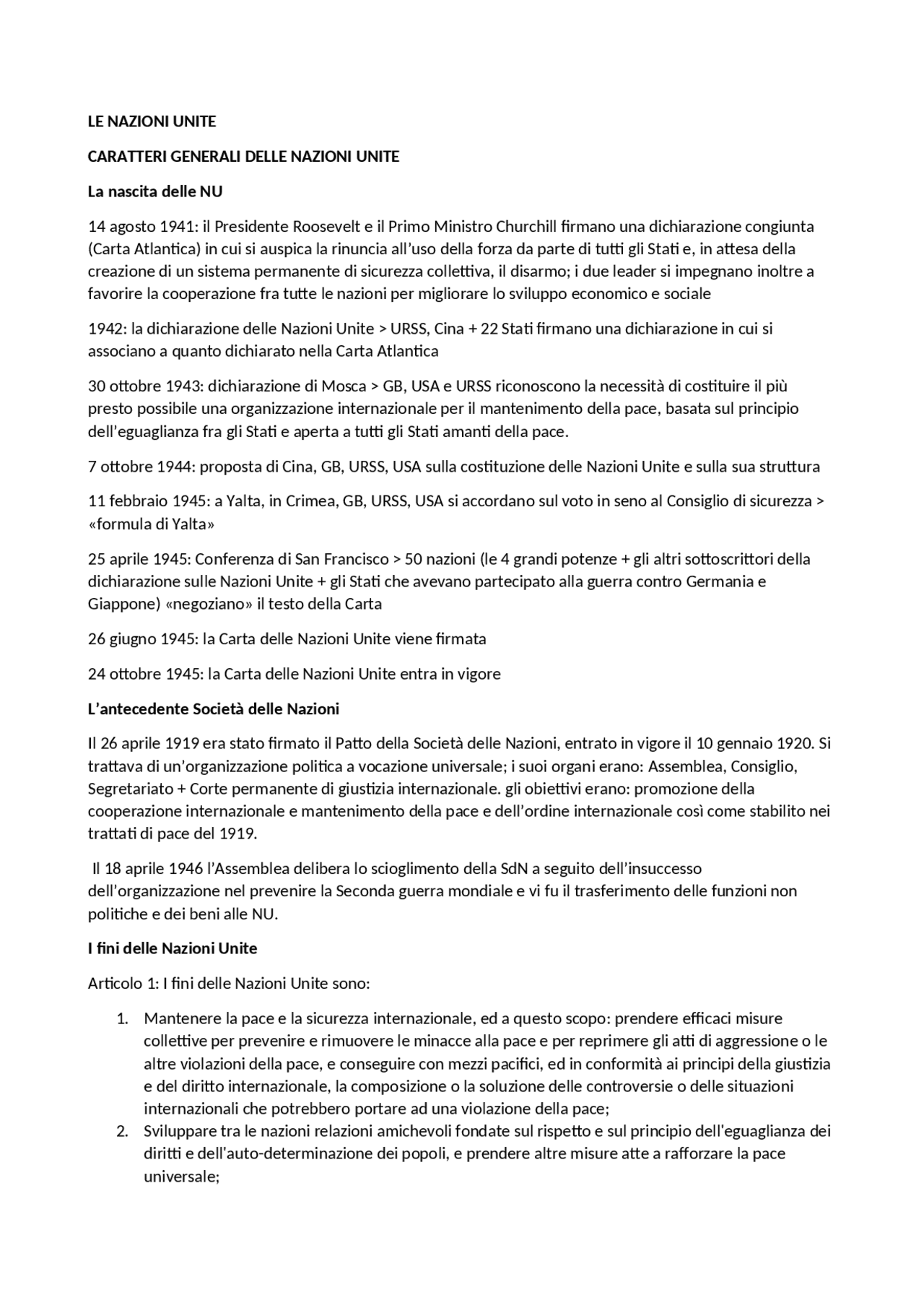Appunti Relativi Alle Nazioni Unite Docsity