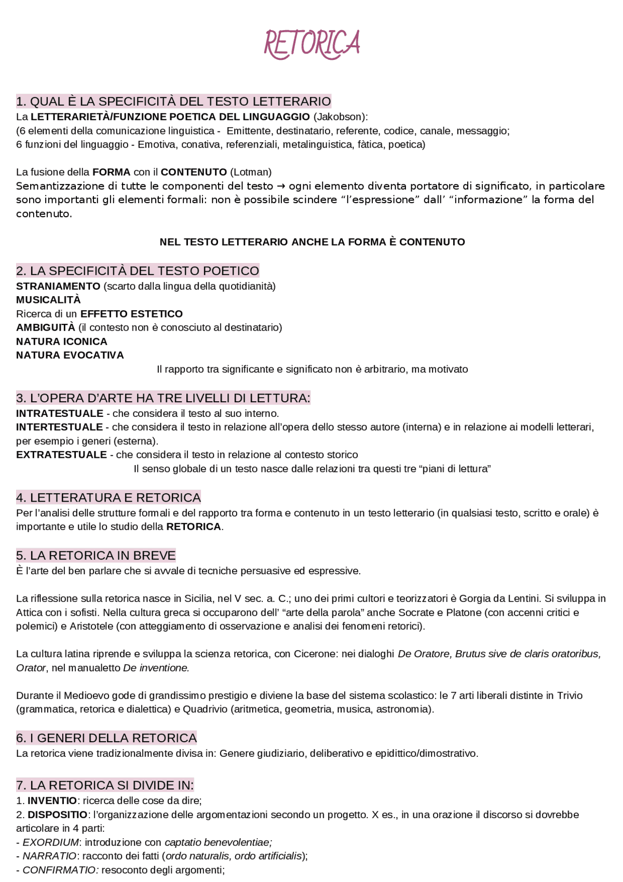 Retorica E Figure Retoriche Docsity