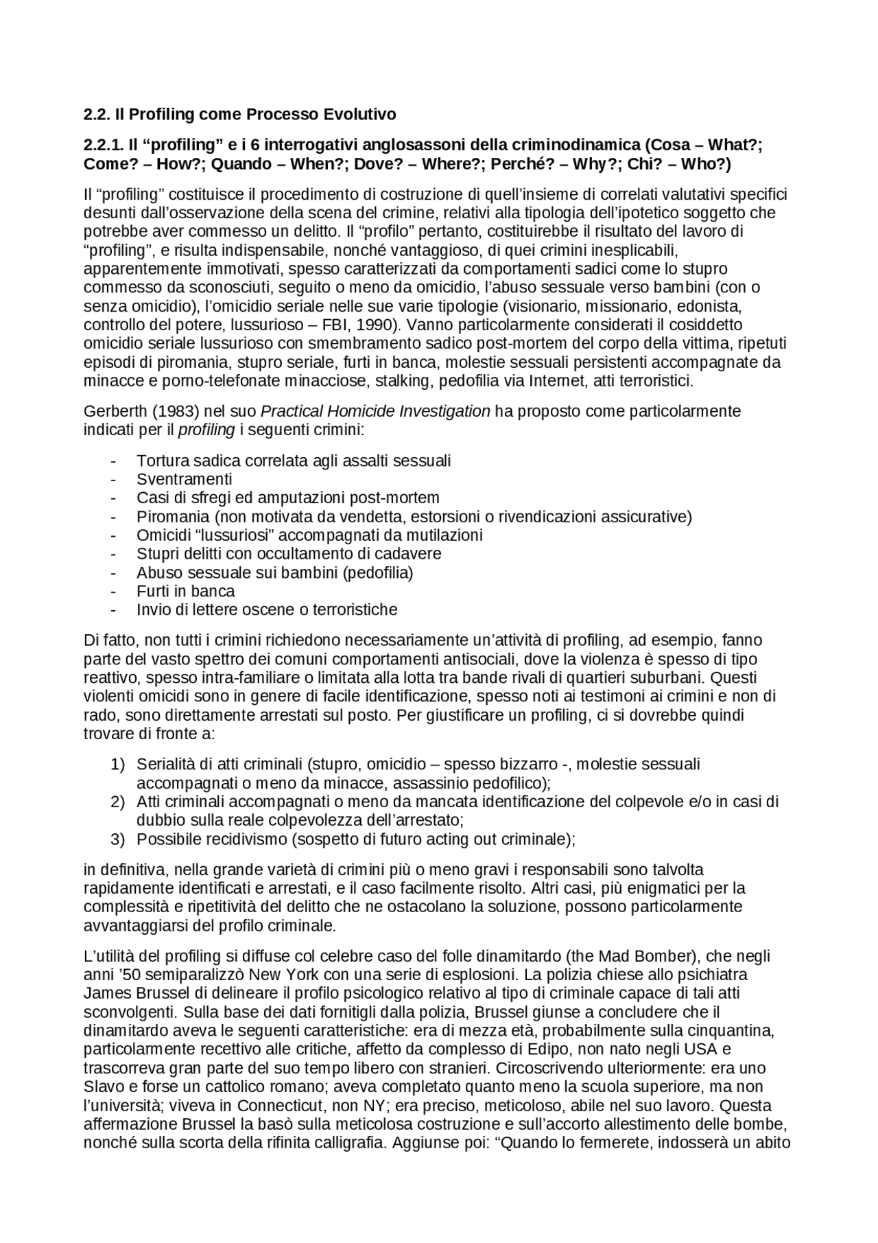 2.2. Il Profiling come Processo Evolutivo - Docsity