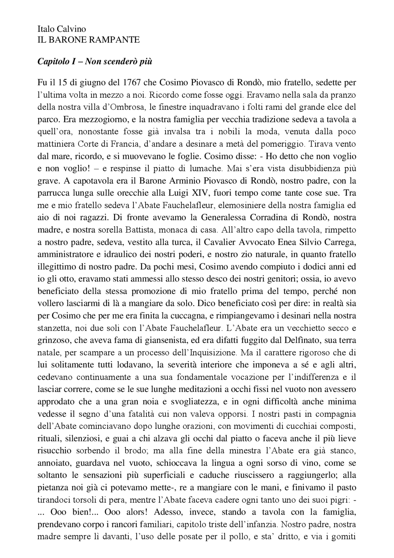 Riassunto Sul Libro Barone Rampante Docsity
