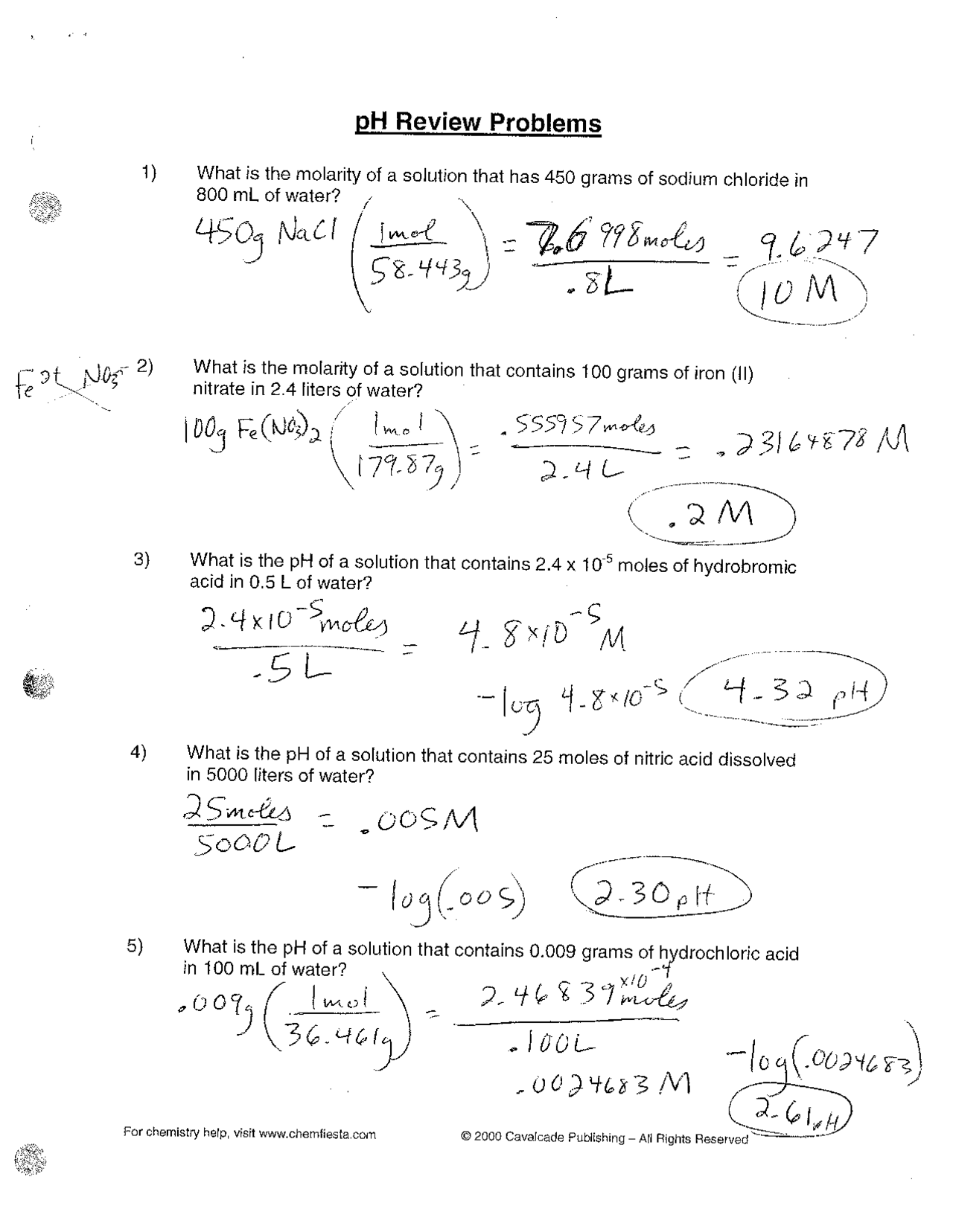 PH and its questions | Exercises Environmental science | Docsity