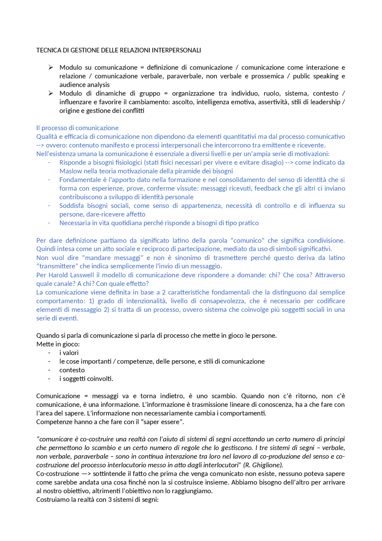 Tecniche Di Gestione Delle Relazioni Interpersonali Docsity