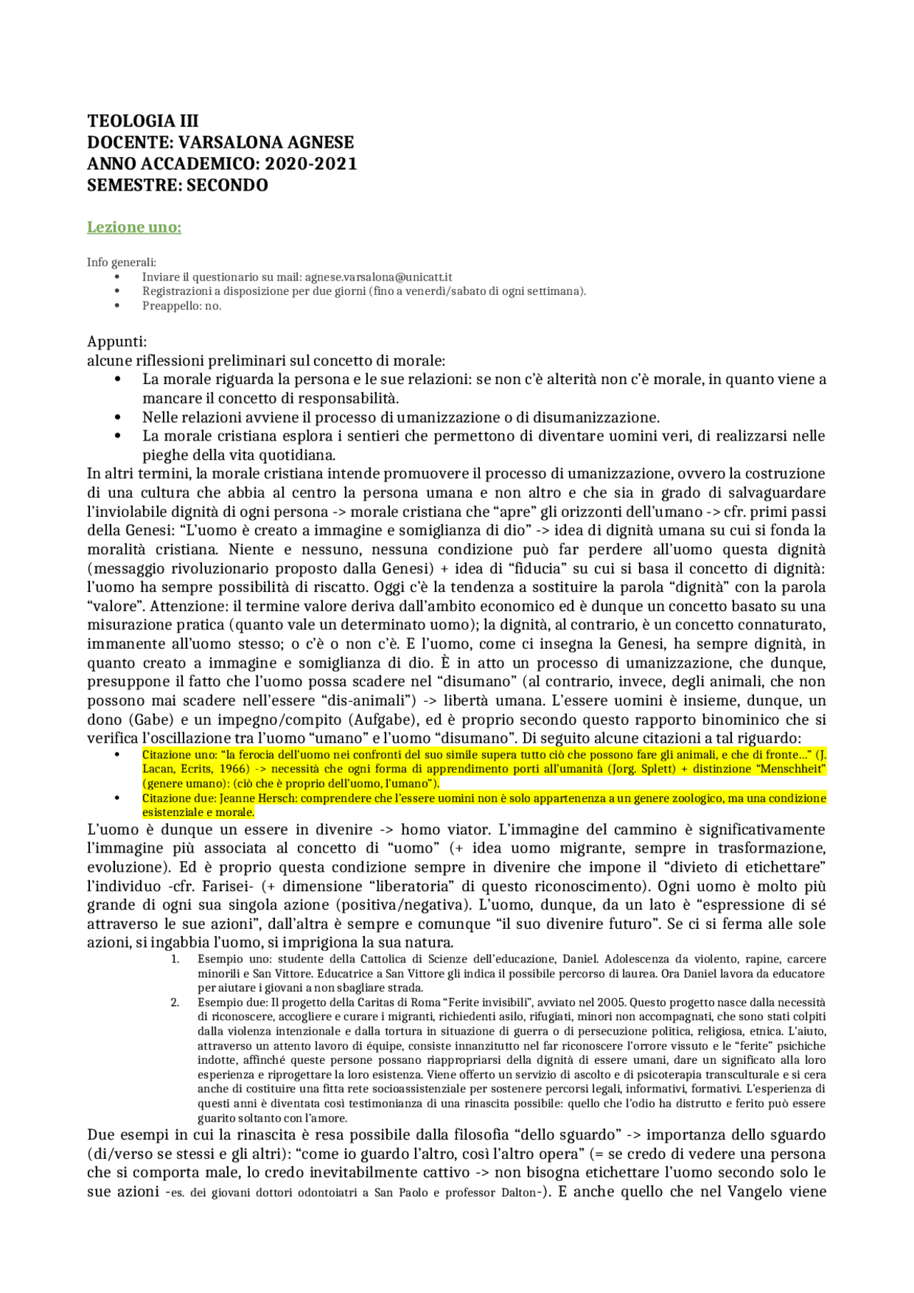 Corso Di Teologia Iii Docsity