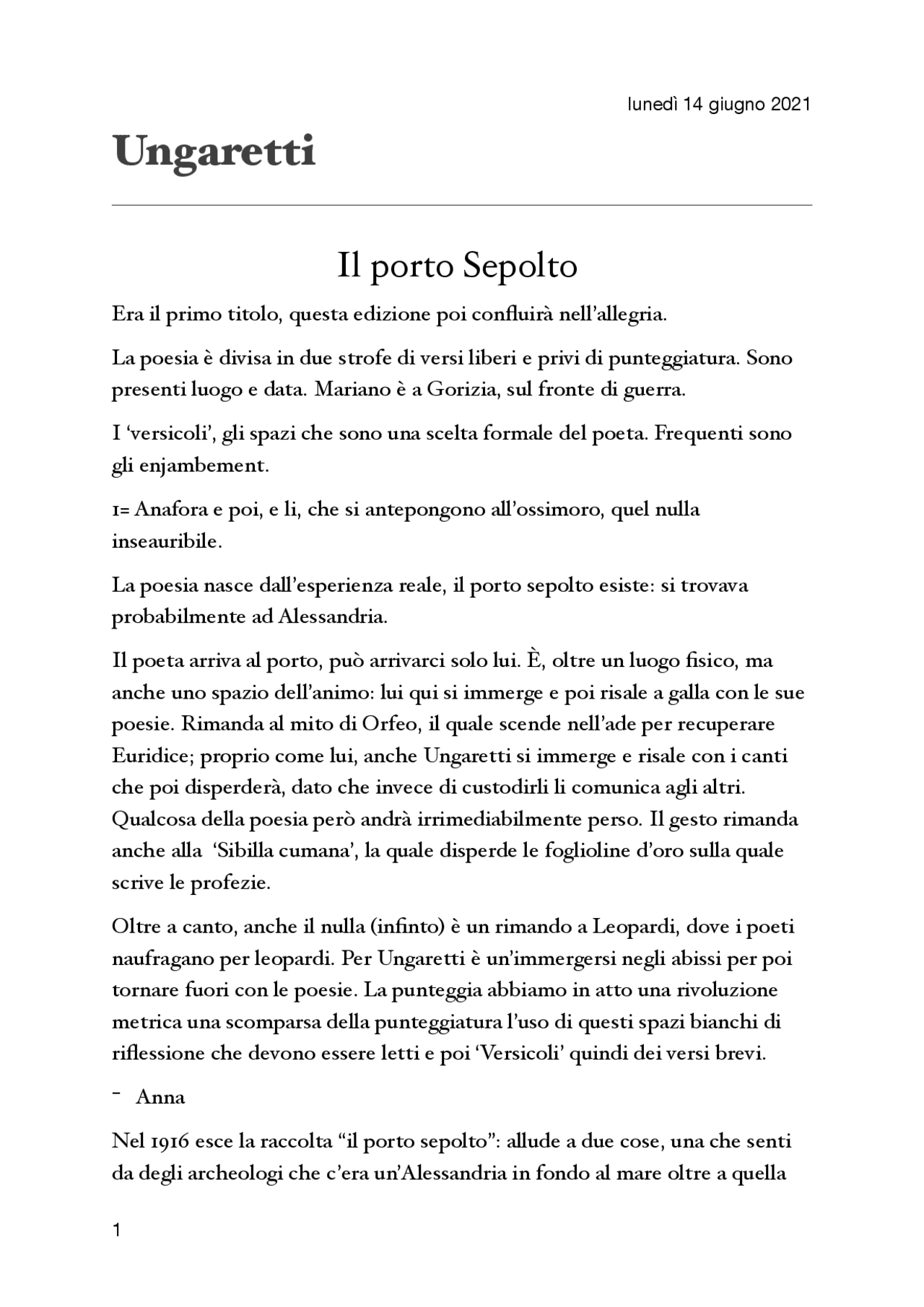 Analisi Poesie Ungaretti Docsity