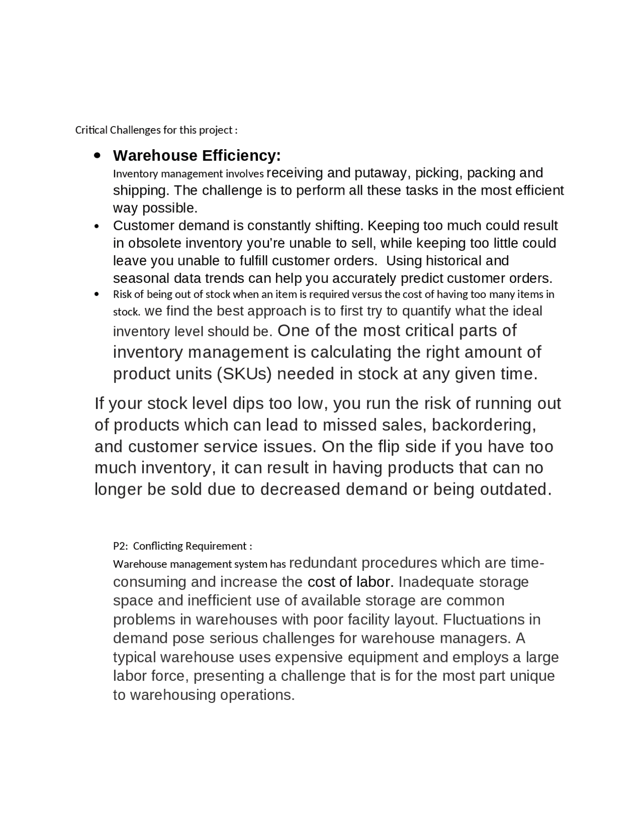 CEP of inventory management system - Docsity
