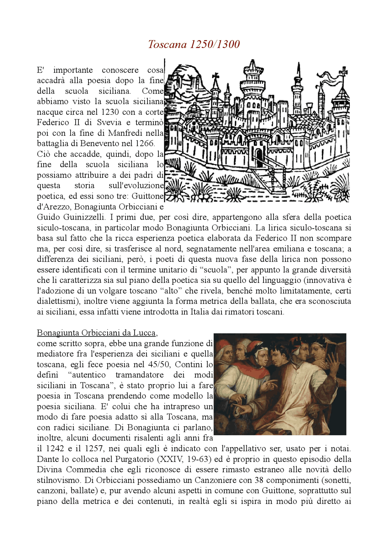 Poesia Siculo Toscana Docsity