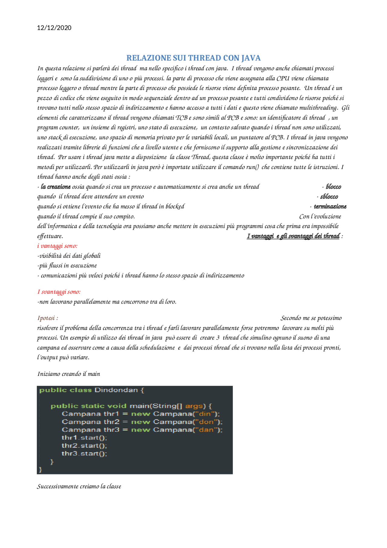 Relazione Sui Thread Con Java Docsity