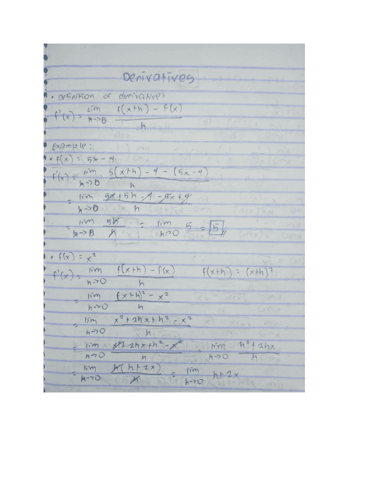 Definition Of Derivatives Docsity