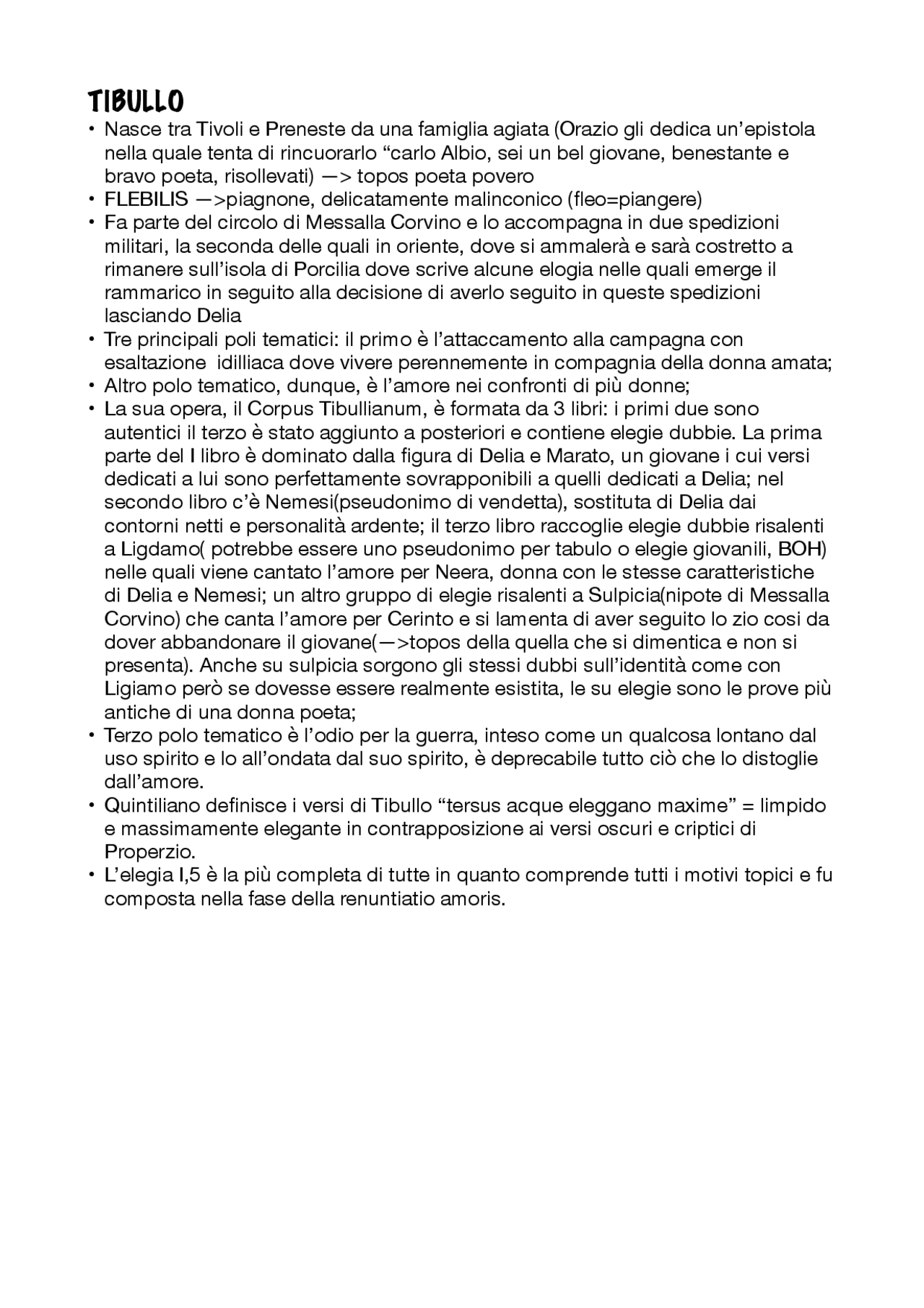 Elegia Latina Tibullo Docsity