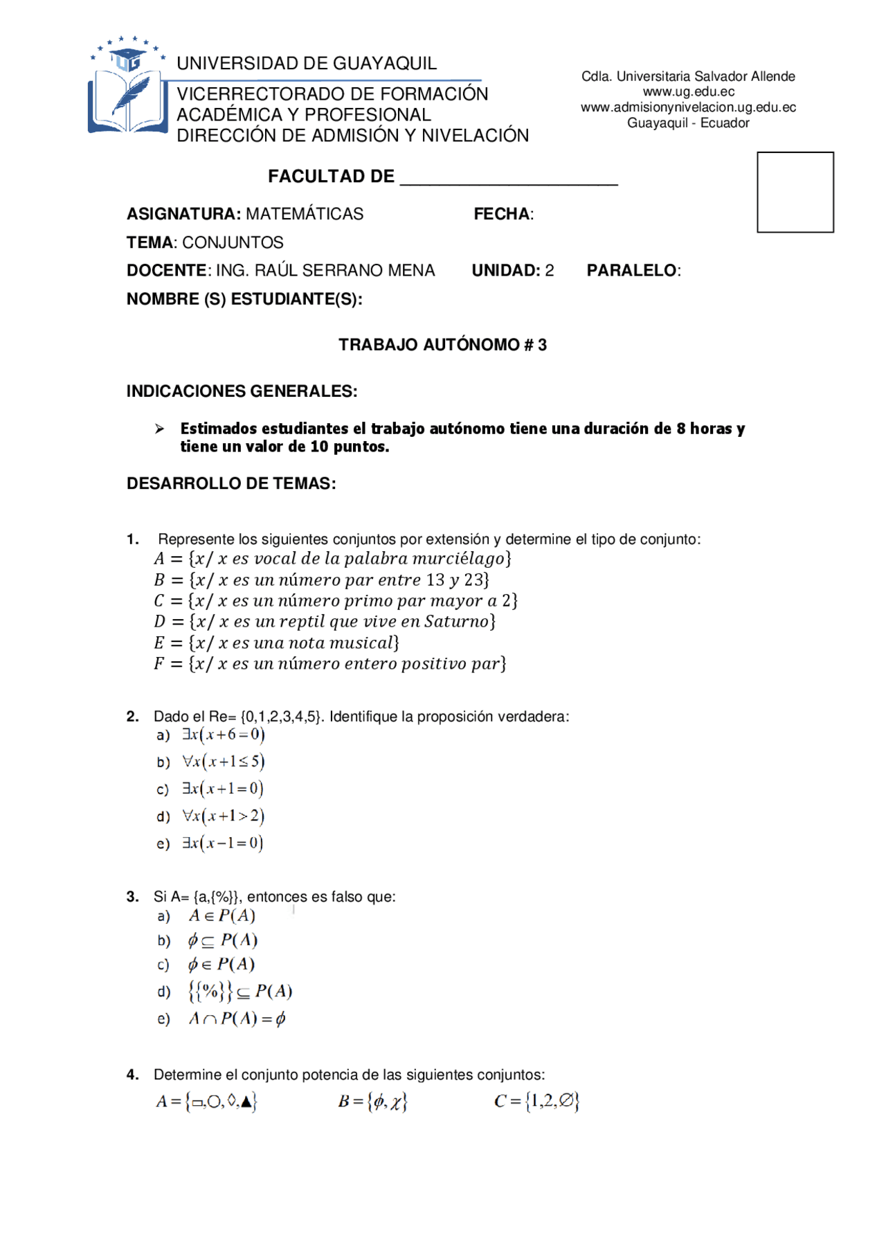 Conjuntos Matmaticos Docsity