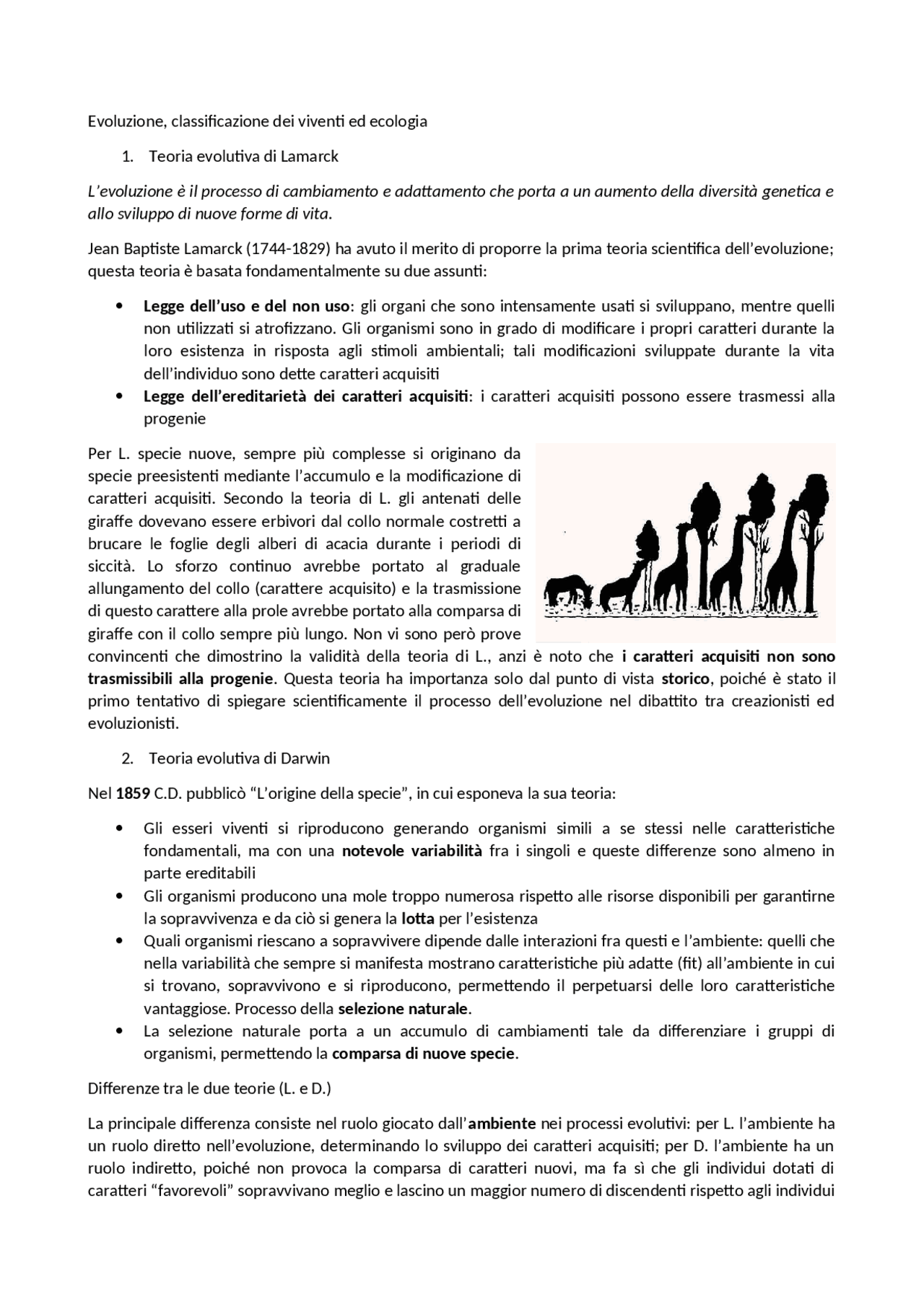 Evoluzione E Classificazione Dei Viventi Docsity