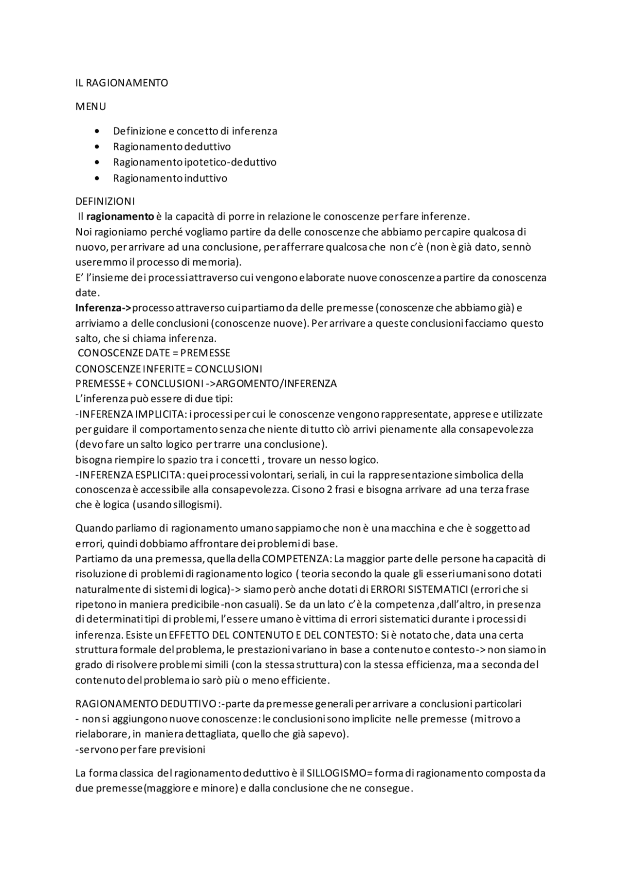 Riassunto Psicologia Generale Docsity