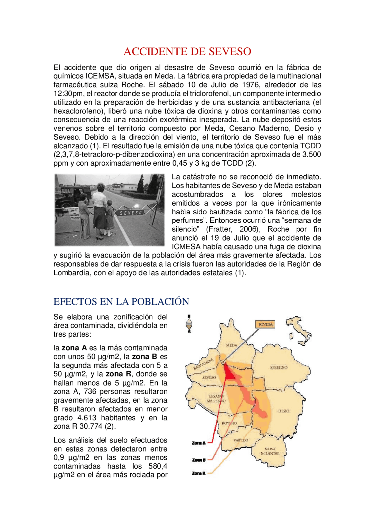 Ensayo sobre el accidente de Seveso, Italia | Esquemas y mapas ...