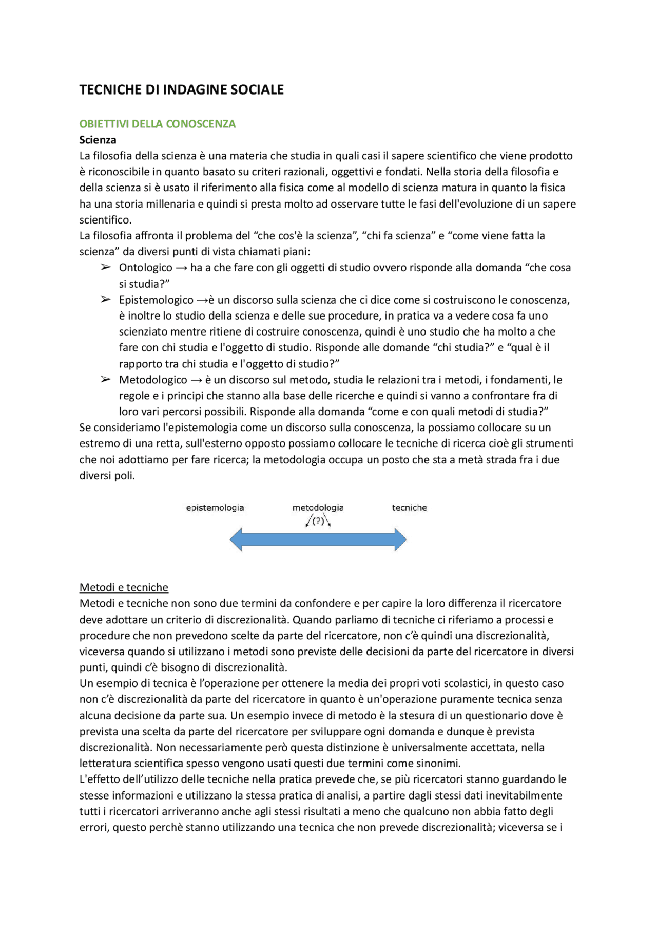 Appunti completi per esame tecniche di indagine sociale - Docsity